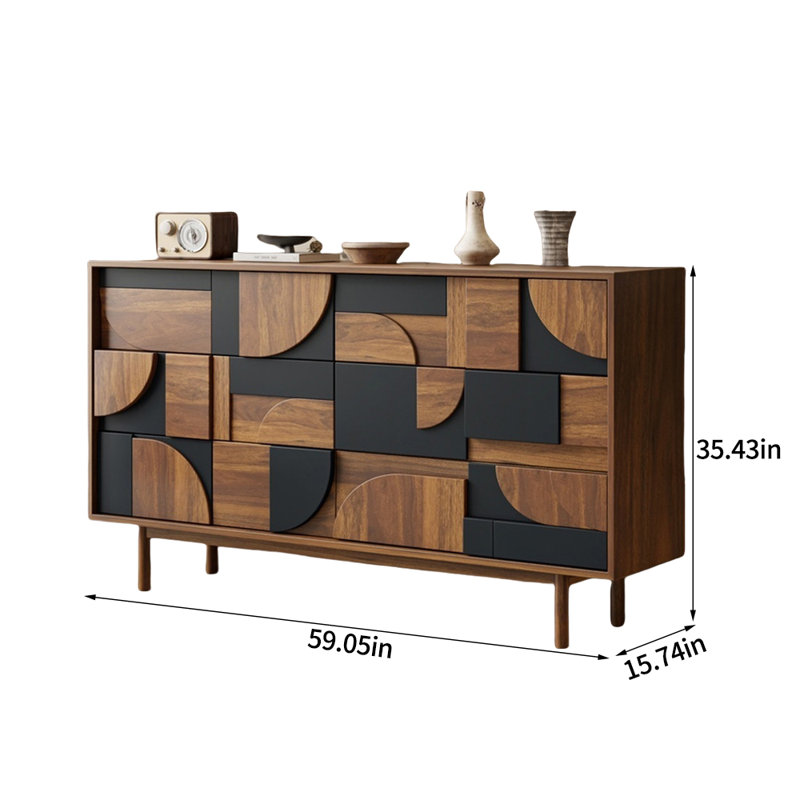 NICECABINET Luxury Modern Simple Carved Wooden Sideboard | Wayfair