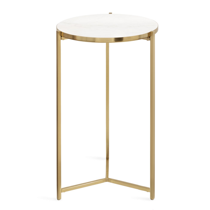 Wrought Studio Round Marble and Metal Drink Table | Wayfair