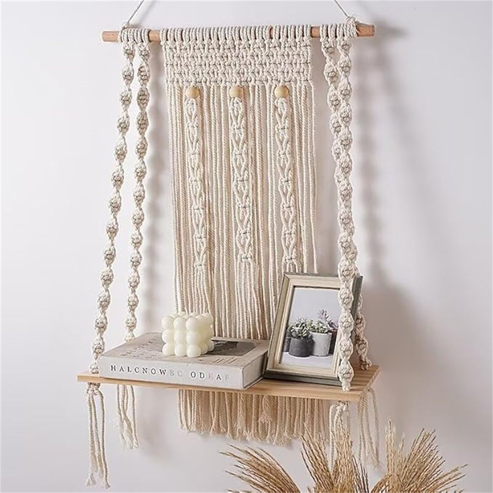 Dakota Fields Wall Hanging Shelf 1 Tier Macrame Shelves Handmade ...