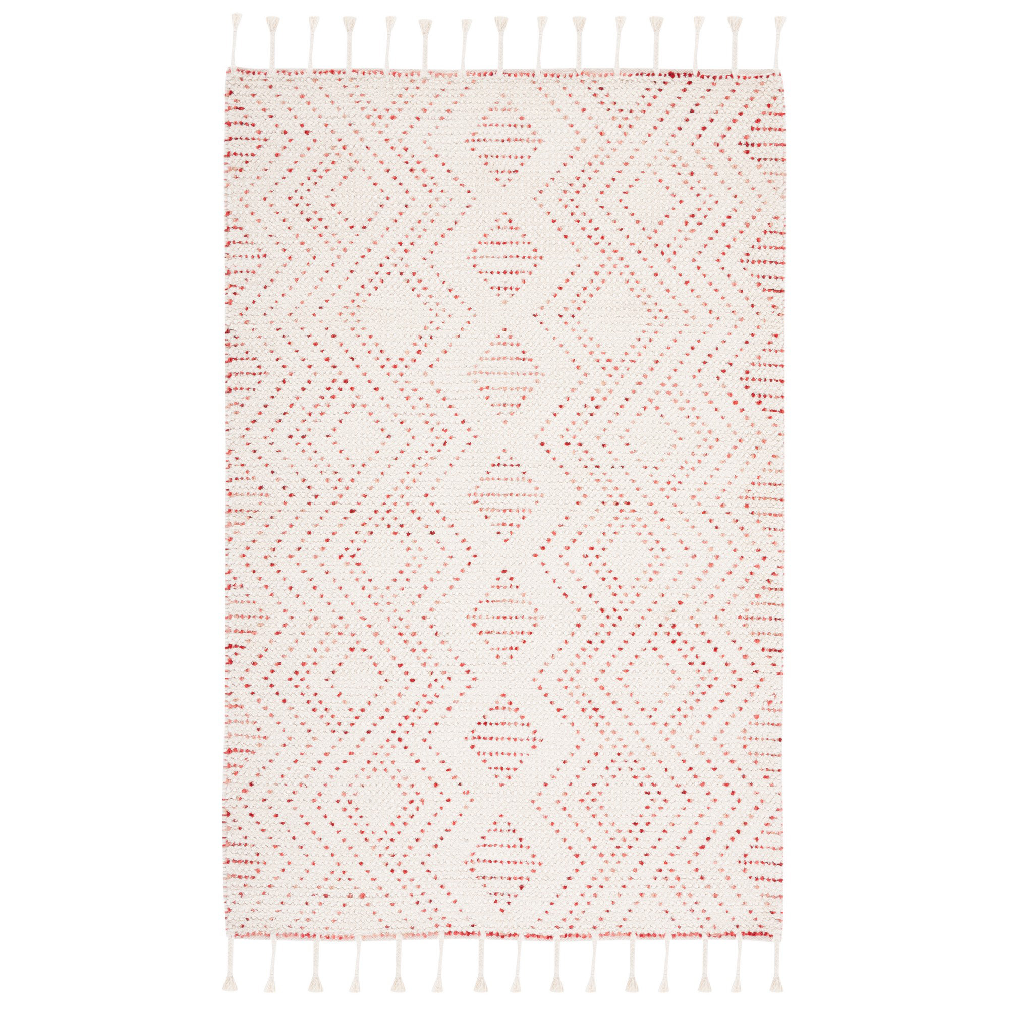 Dakota Fields Lilya Hand Loomed Wool/Cotton Geometric Rug in Ivory/Red ...