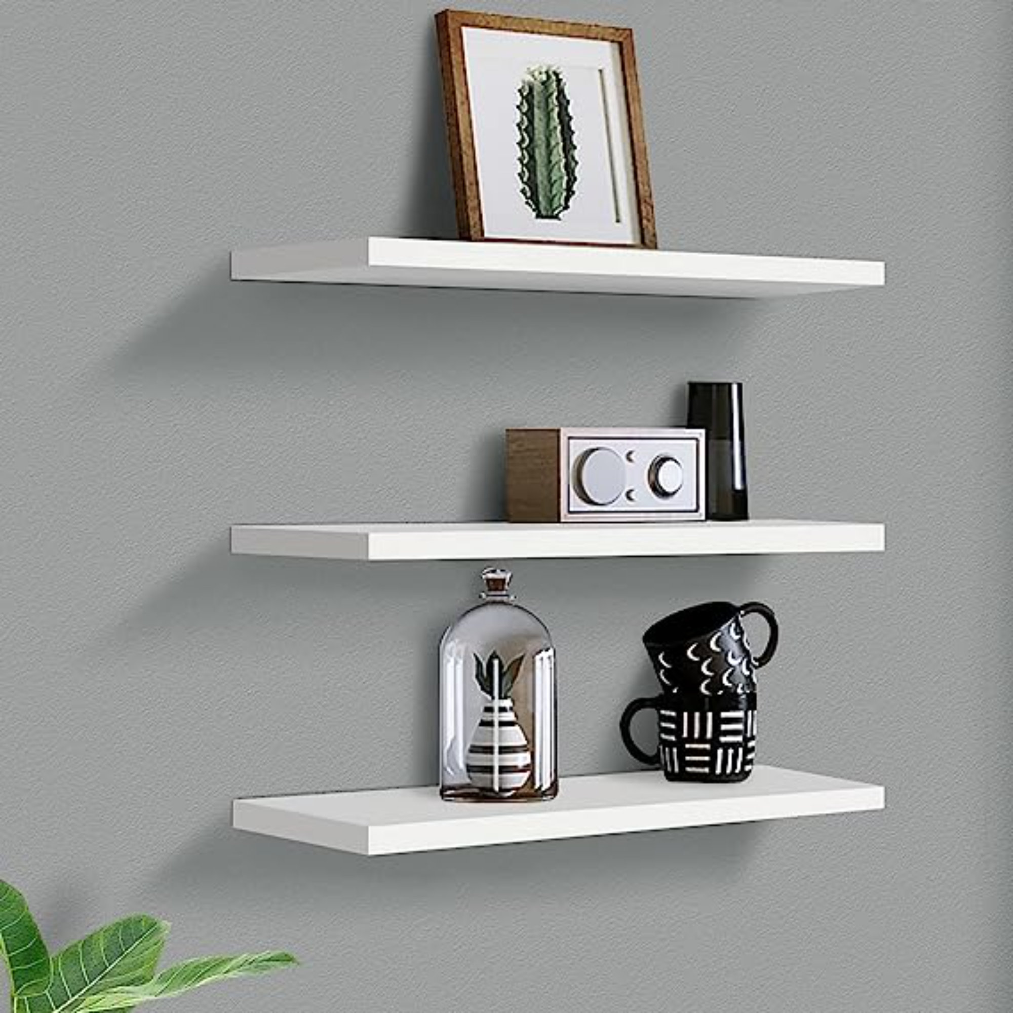 Wrought Studio White Floating Wall Shelves Set Of 3 Wall Mounted Wood ...