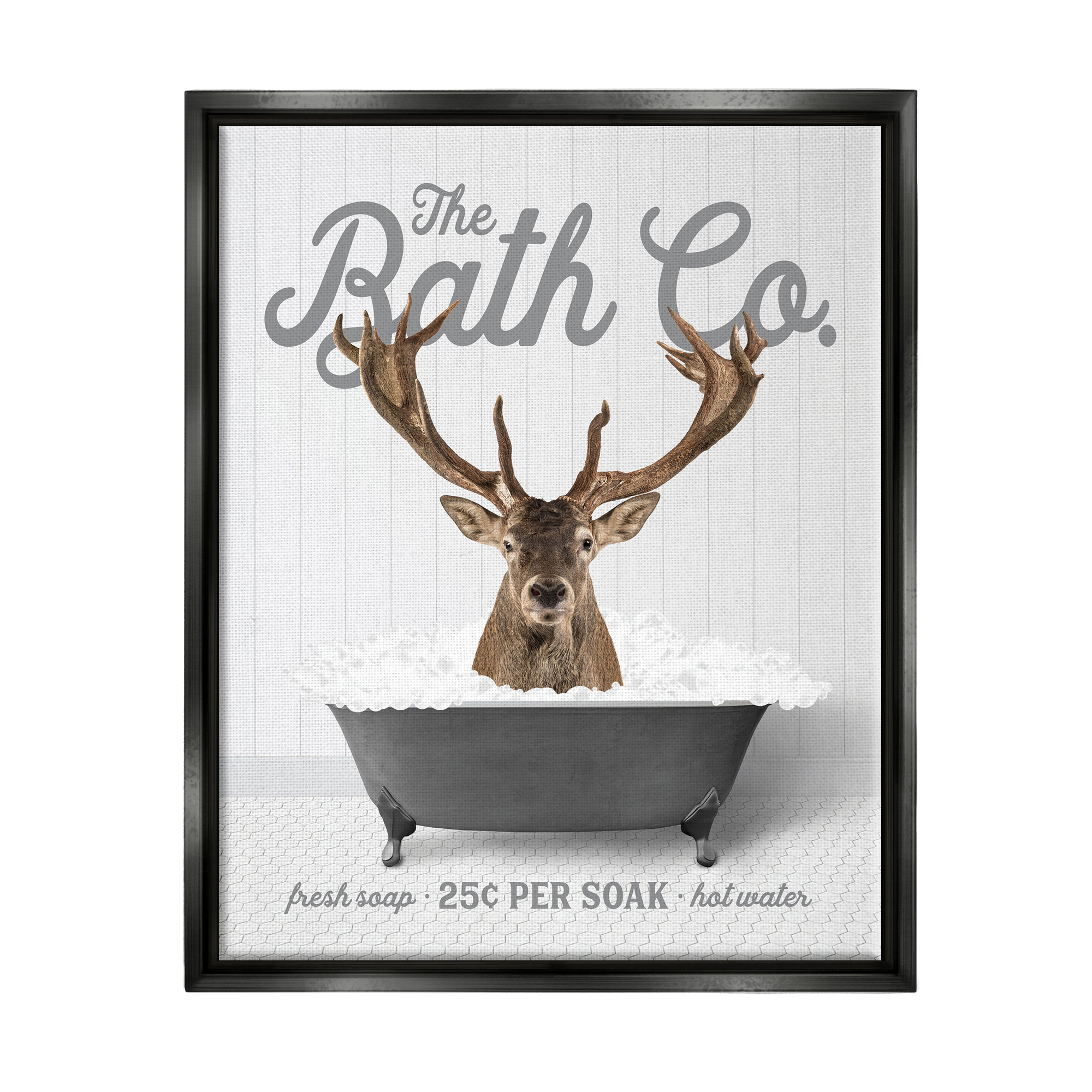 Trinx Deer In Bubble Bath Framed Floater Canvas Wall Art Design By ...
