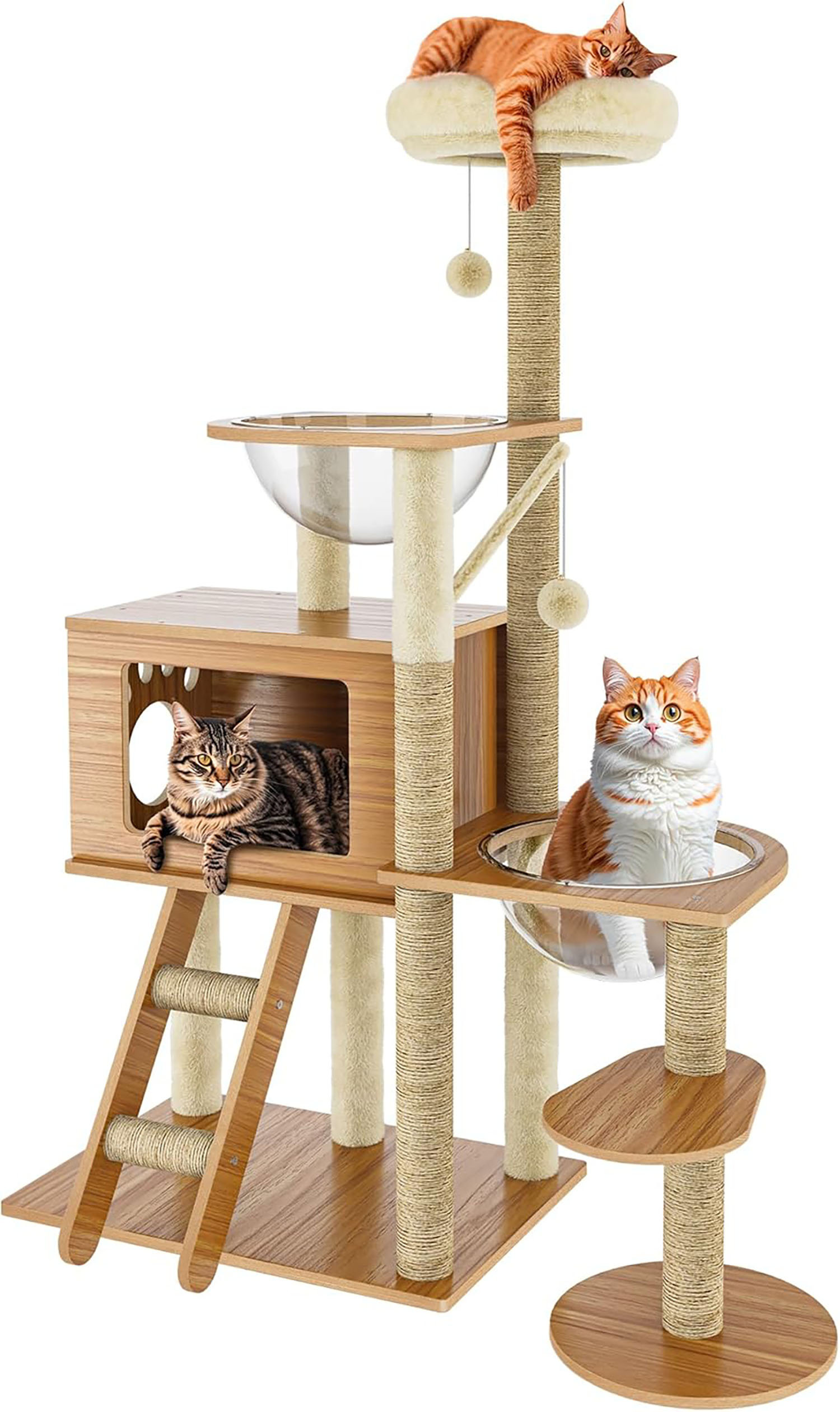 Tucker Murphy Pet™ 55" Wooden Multi-Level Cat Tree With Scratching ...