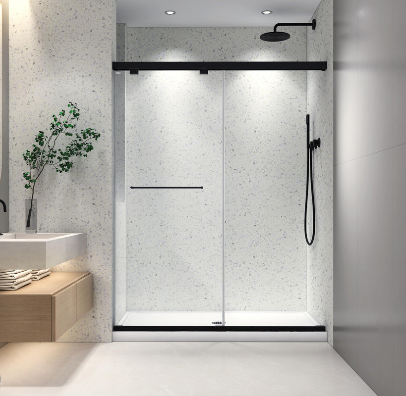 COFVIAL 8mm Tempered Glass Double Sliding Frameless Style, Nano Coating ...