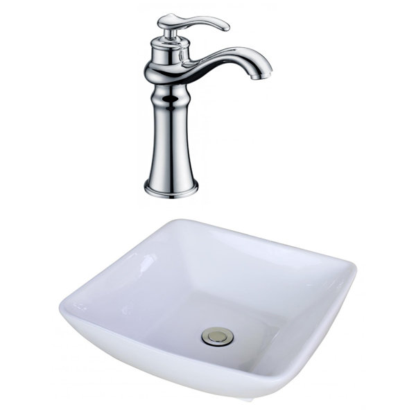 Plumbing N Parts Lavabo de salle de bain vasque carré en céramique ...