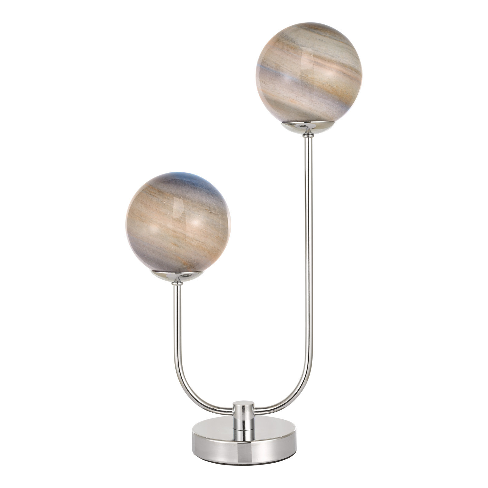 Ivy Bronx Mikara 2 Light Table Lamp Polished Chrome Marble Effect Glass ...