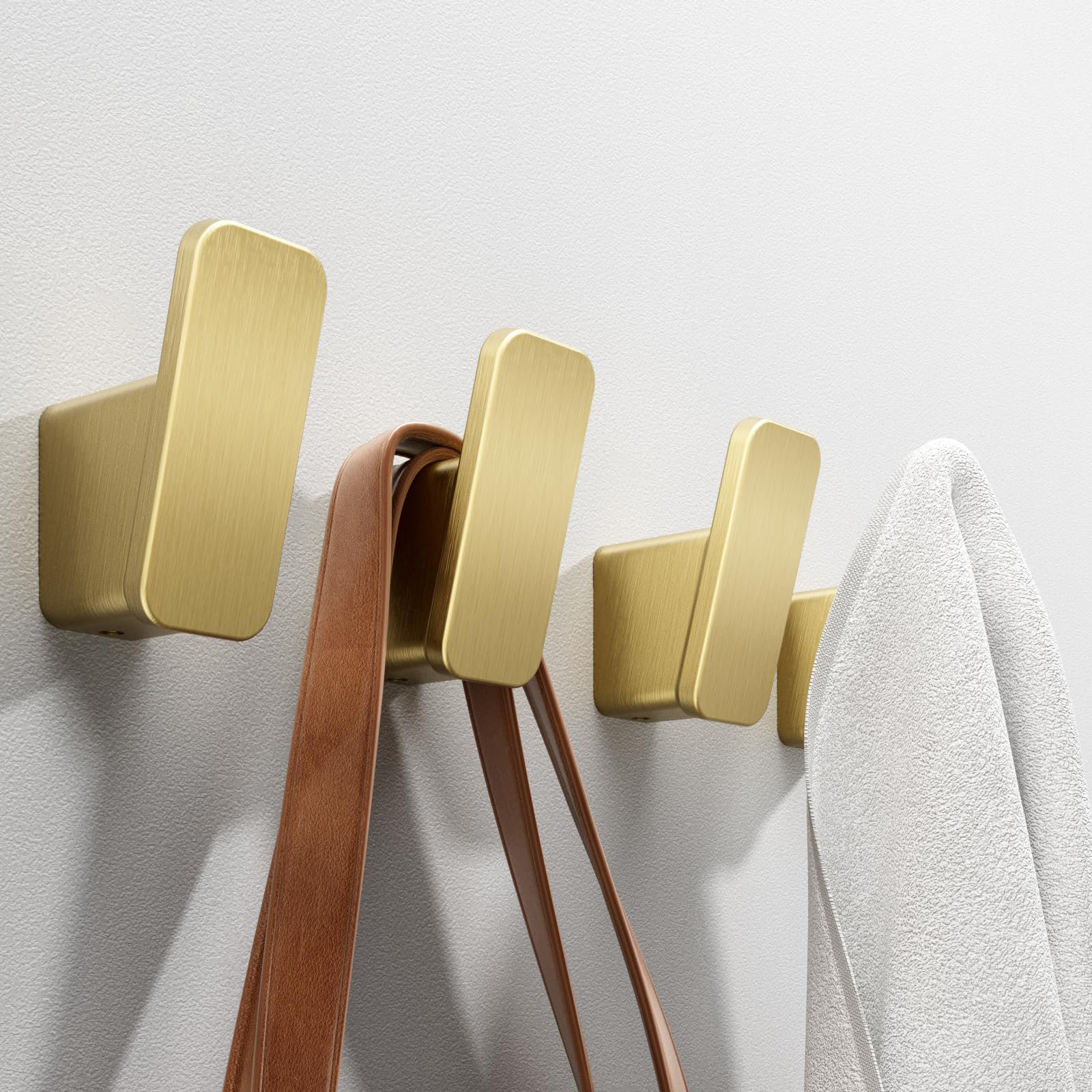 YIXIAOSHANGMAO 4-Pack Brushed Gold Bathroom Towel Hooks, Bathrobe Hooks ...