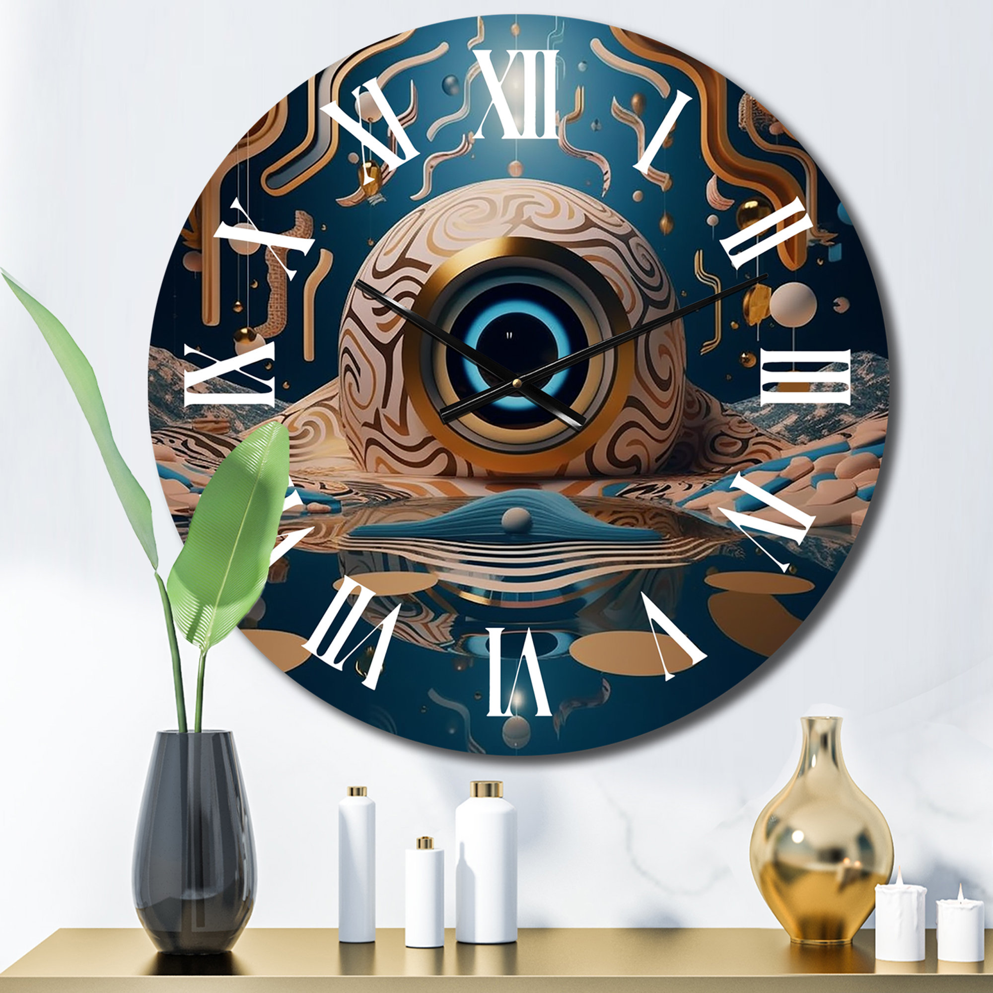 Design Art Eye of the Times Retro Futuristic Minimalism Wall Clock ...