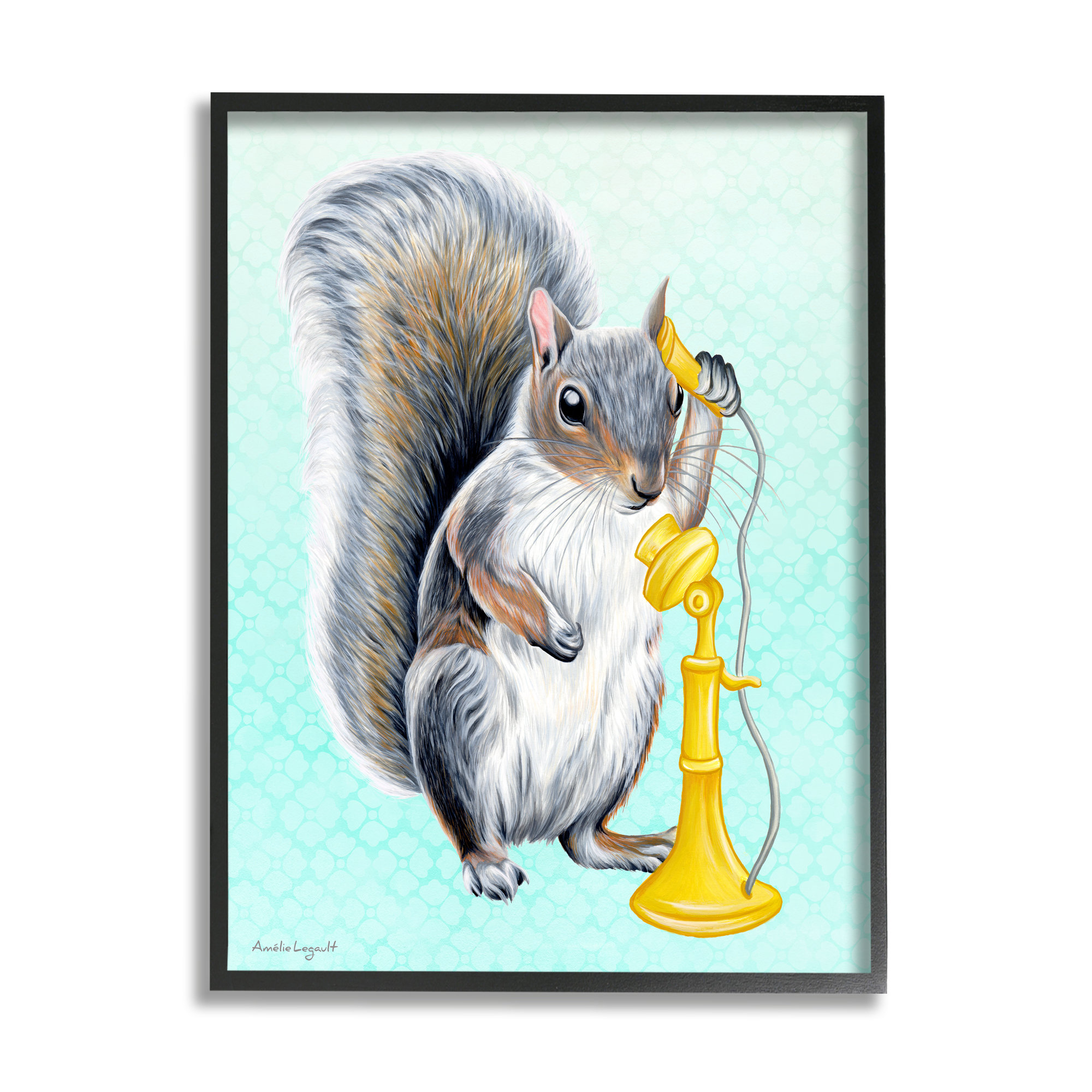 Stupell Industries Squirrel Talking Yellow Candlestick Telephone ...