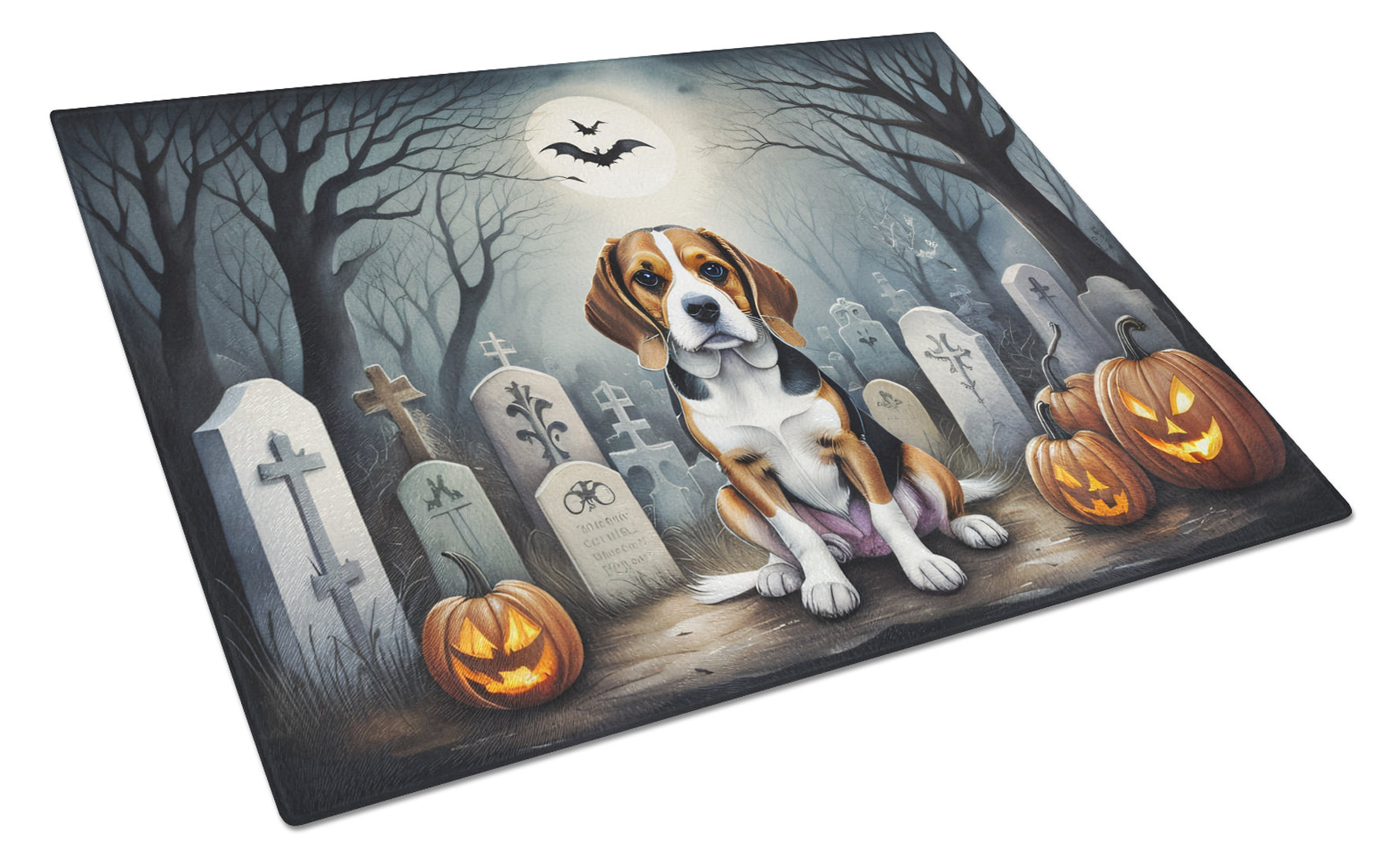 Caroline's Treasures Beagle Spooky Halloween Glass Cutting Board Large ...