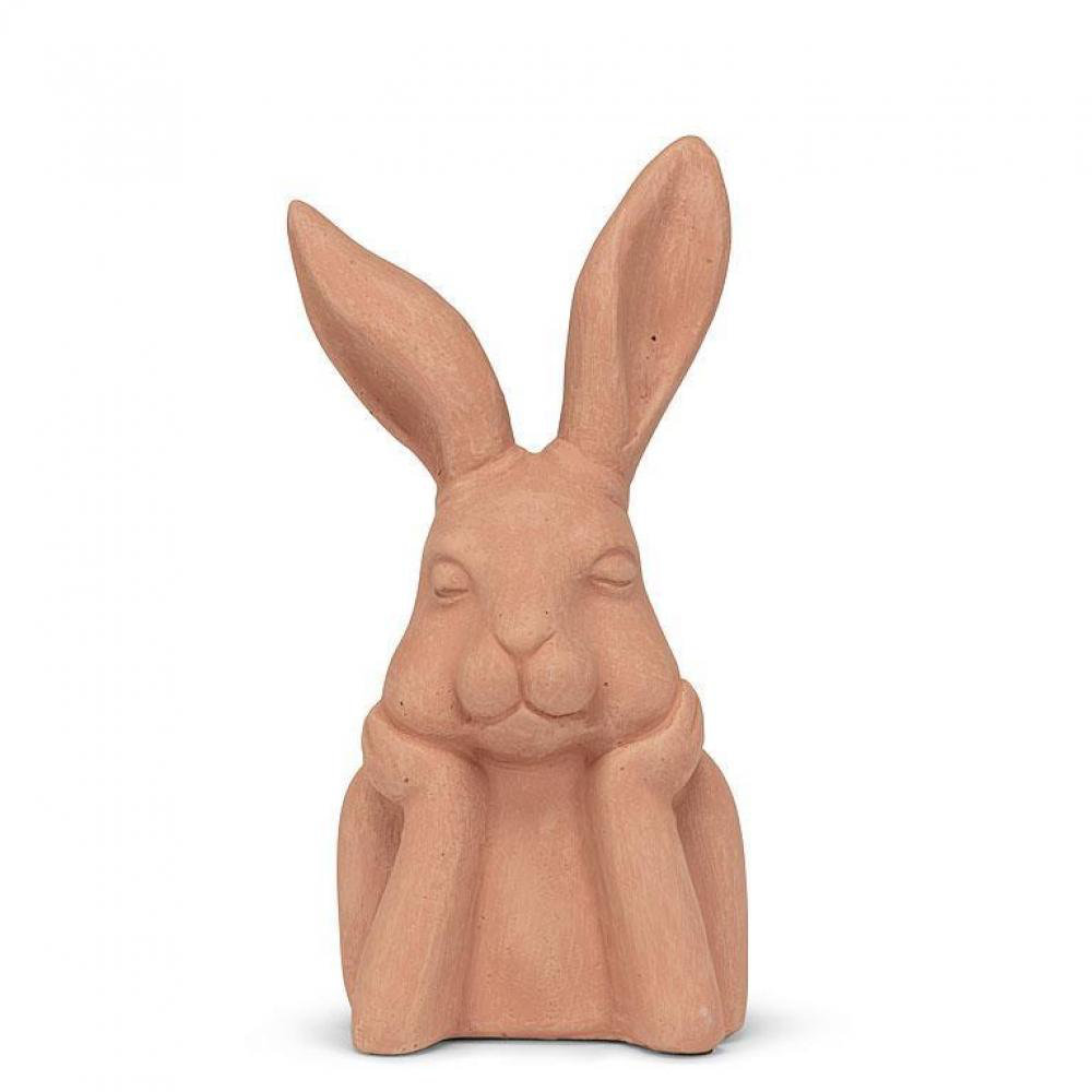 The Holiday Aisle® Terracotta Colored Pondering Rabbit Figurine | Wayfair