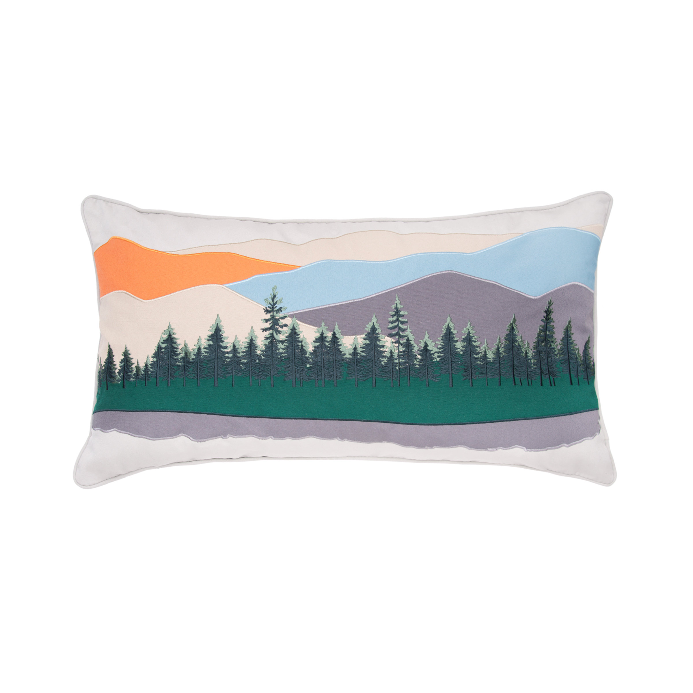Rightside Design Sunset Forest Mountain Indoor/Outdoor Lumbar Pillow ...