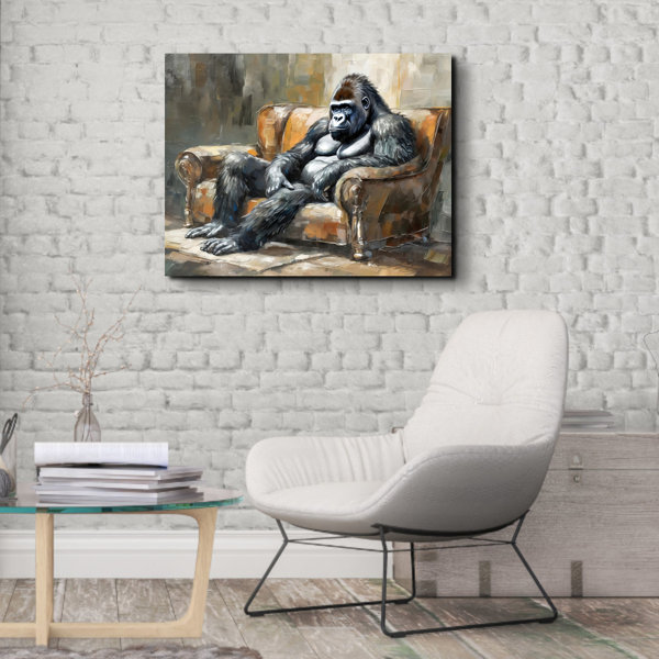 Red Barrel Studio® " Gorilla Couch " on Canvas | Wayfair