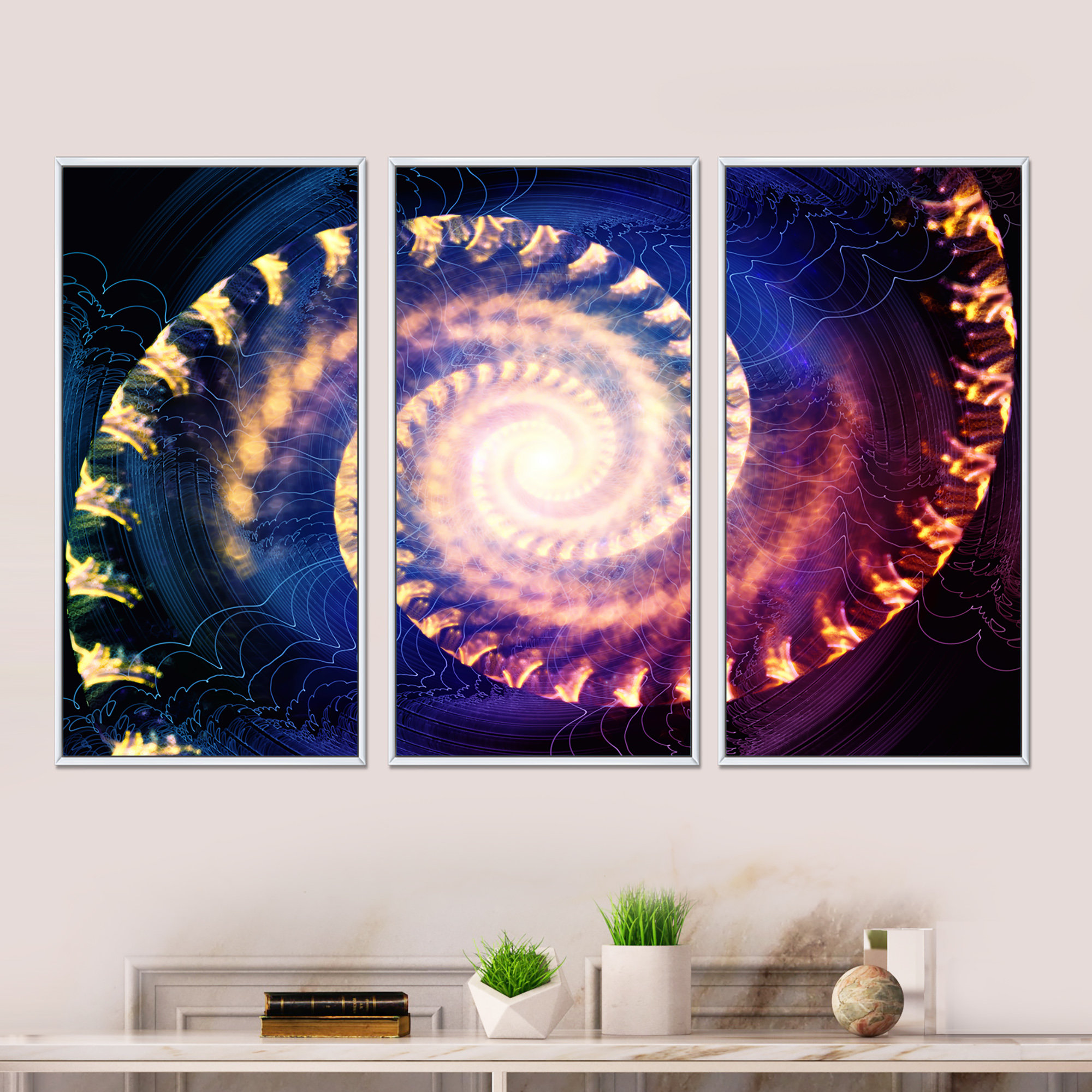 Wrought Studio™ Spiral Fractal Geometry XI - 3 Piece Floater Frame ...