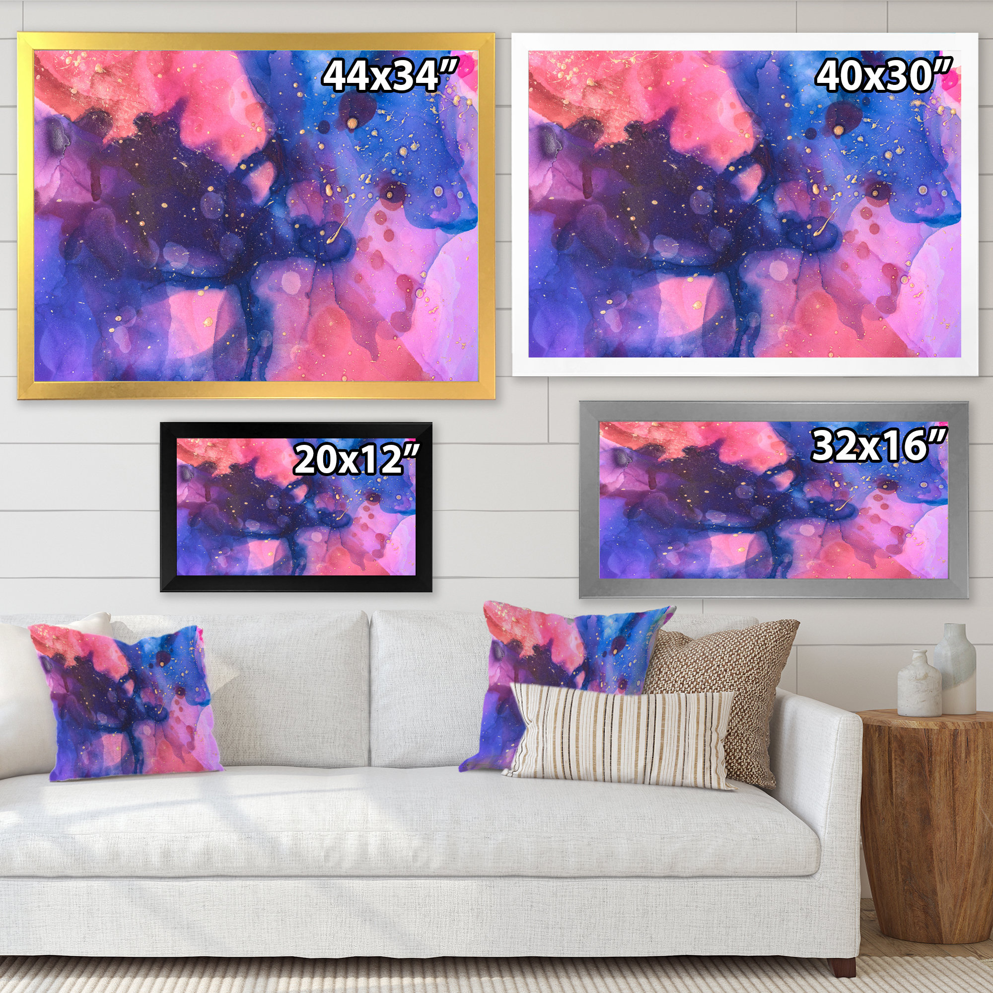 Wrought Studio™ Abstract Blue Red Violet Splashes - Modern Canvas Wall ...