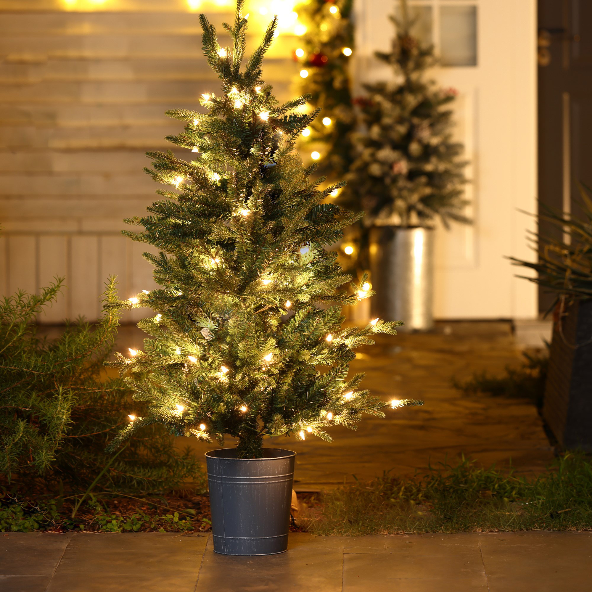 The Holiday Aisle® 4' Lighted Christmas Tree Potted | Wayfair