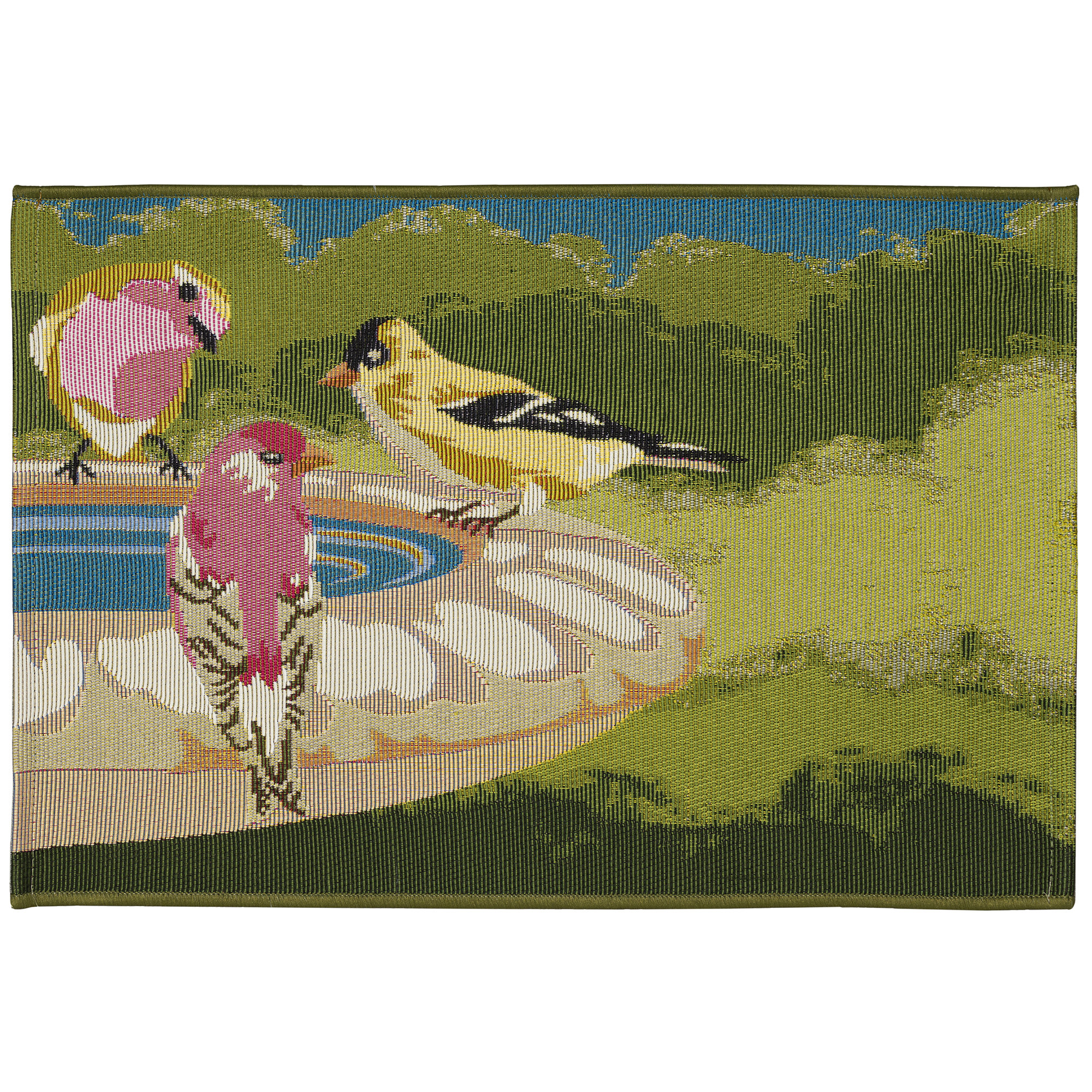 Lark Manor Andreane Green Bathing Birdies Indoor/Outdoor Kitchen Mat ...