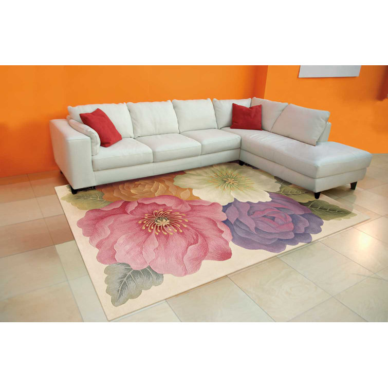 Darya Home Hand Tufted Wool Floral Rug | Wayfair