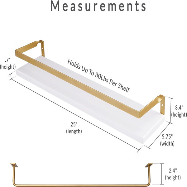 Mercer41 Abdia 2 Piece Solid Wood Floating Shelf | Wayfair