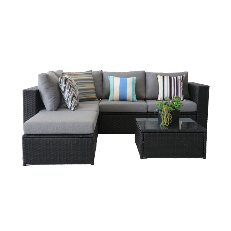 Latitude Run® Chawna 4 Piece Sectional Seating Group with Cushions ...
