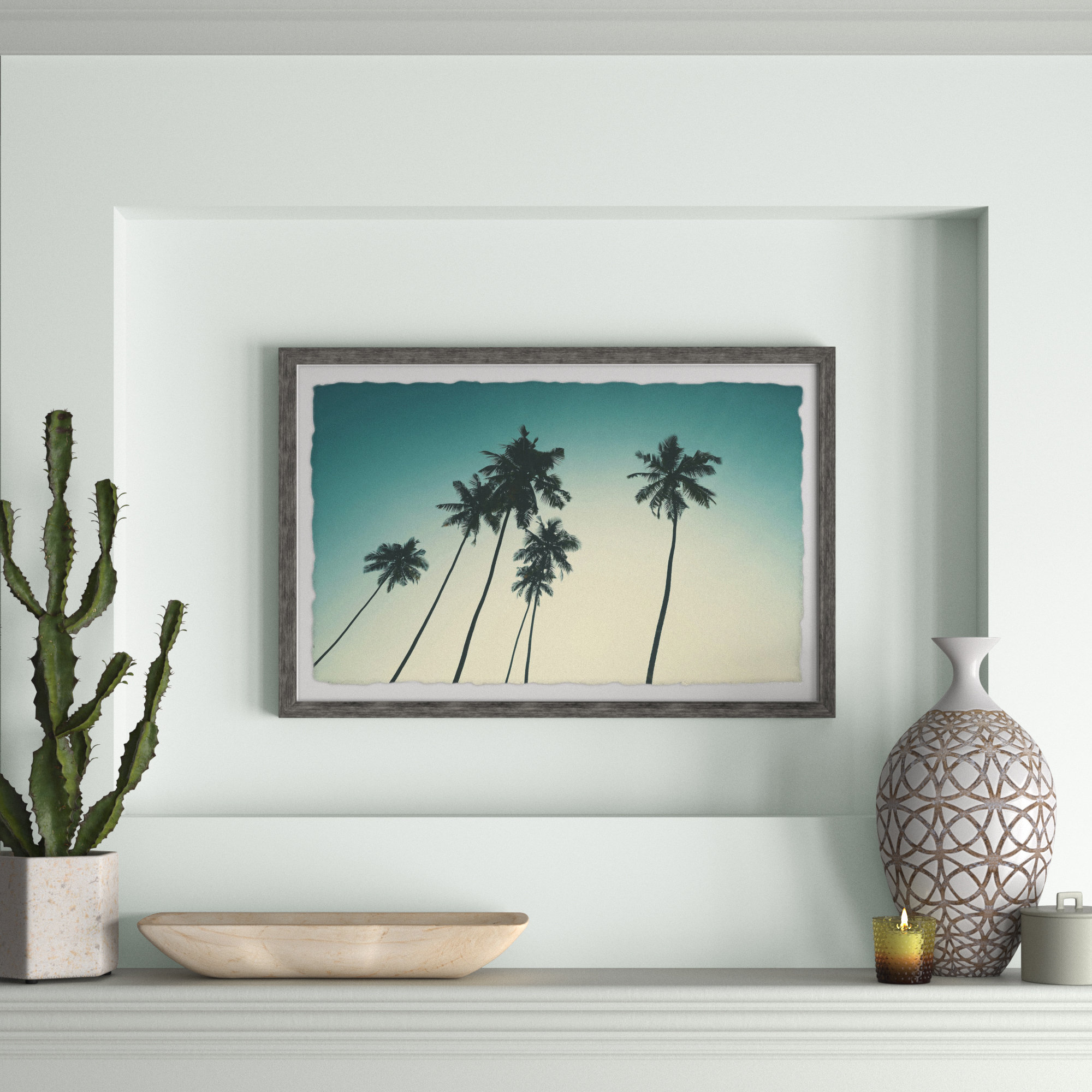 Bay Isle Home™ Palm and the Blue Sky by Marmont Hill - Picture Frame ...