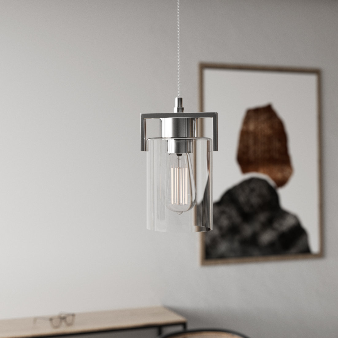 Wade Logan® Hicklin 1-Light Modern Dimmable Cylinder Pendant Light with ...