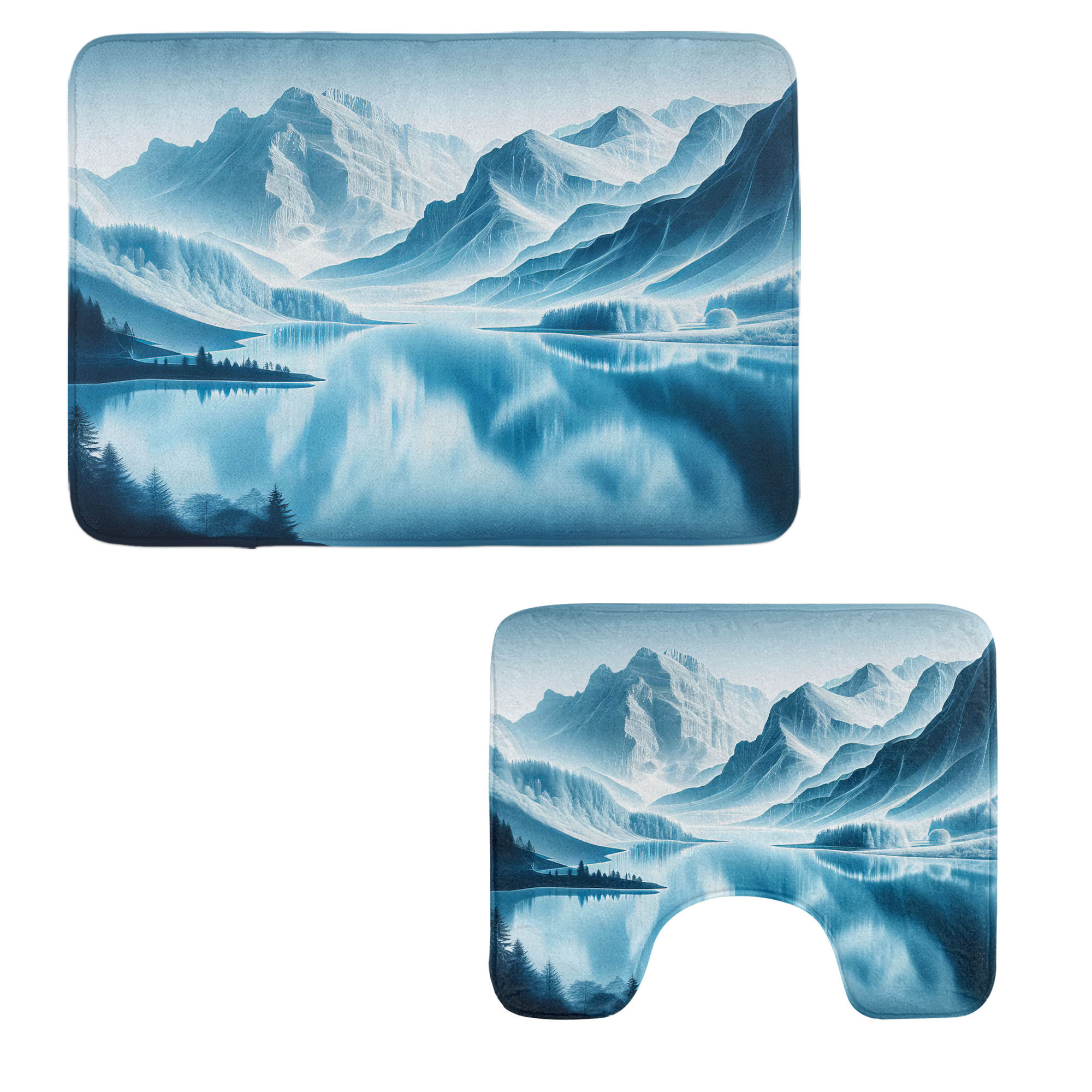 East Urban Home Lake Bathroom Rug Set 2 Pieces Rectangle & Contour Mats ...