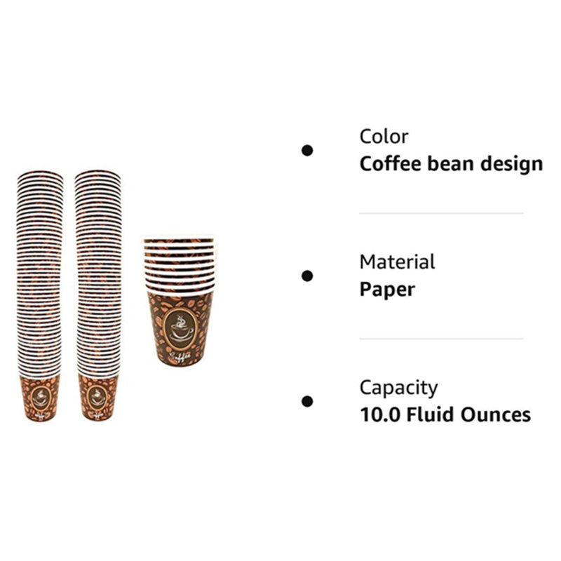 Tsyware 100 Pack Quality Disposable Paper Hot Coffee Cups, Perfect For ...