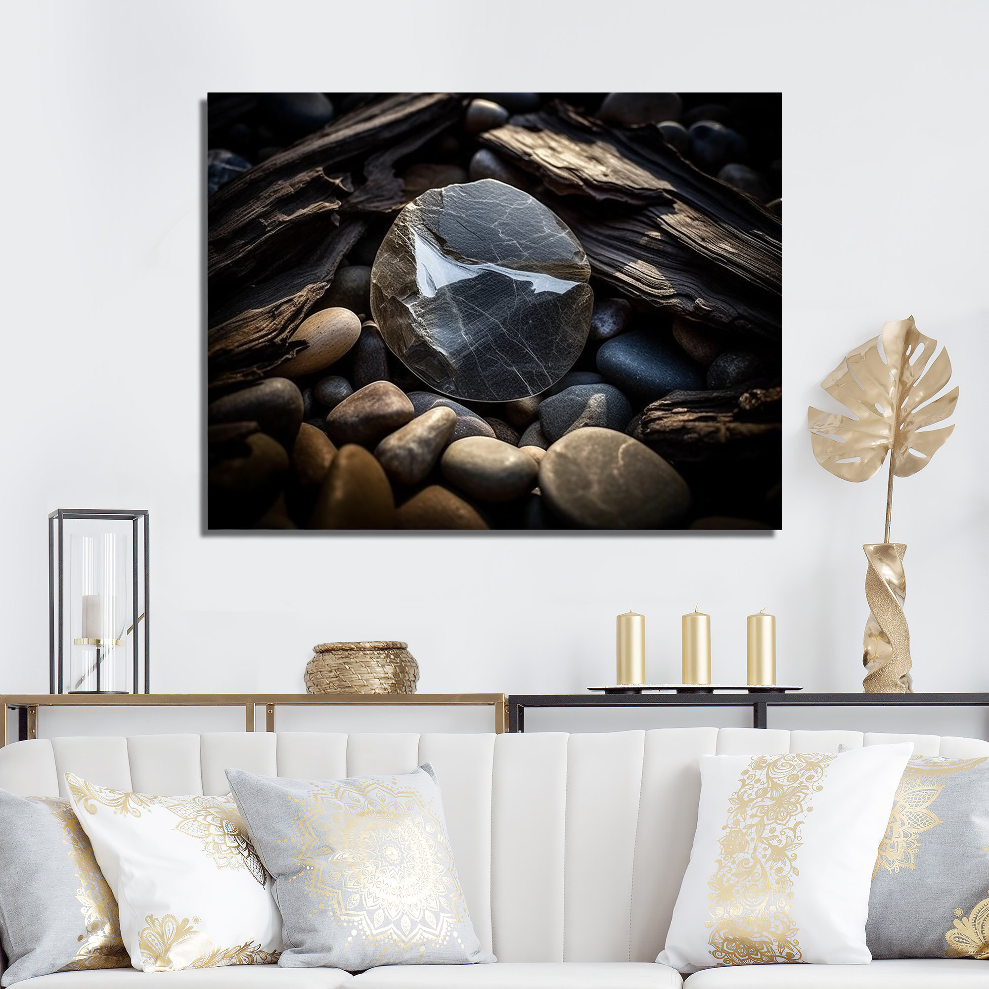 Design Art Stone Geode Charm In Winter - Stone Geode Wall Art Living ...