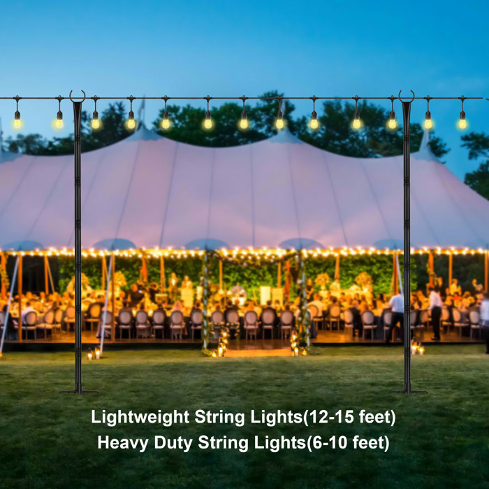Suchtale String Light Poles with Hooks, 8.5FT Outdoor String Light ...