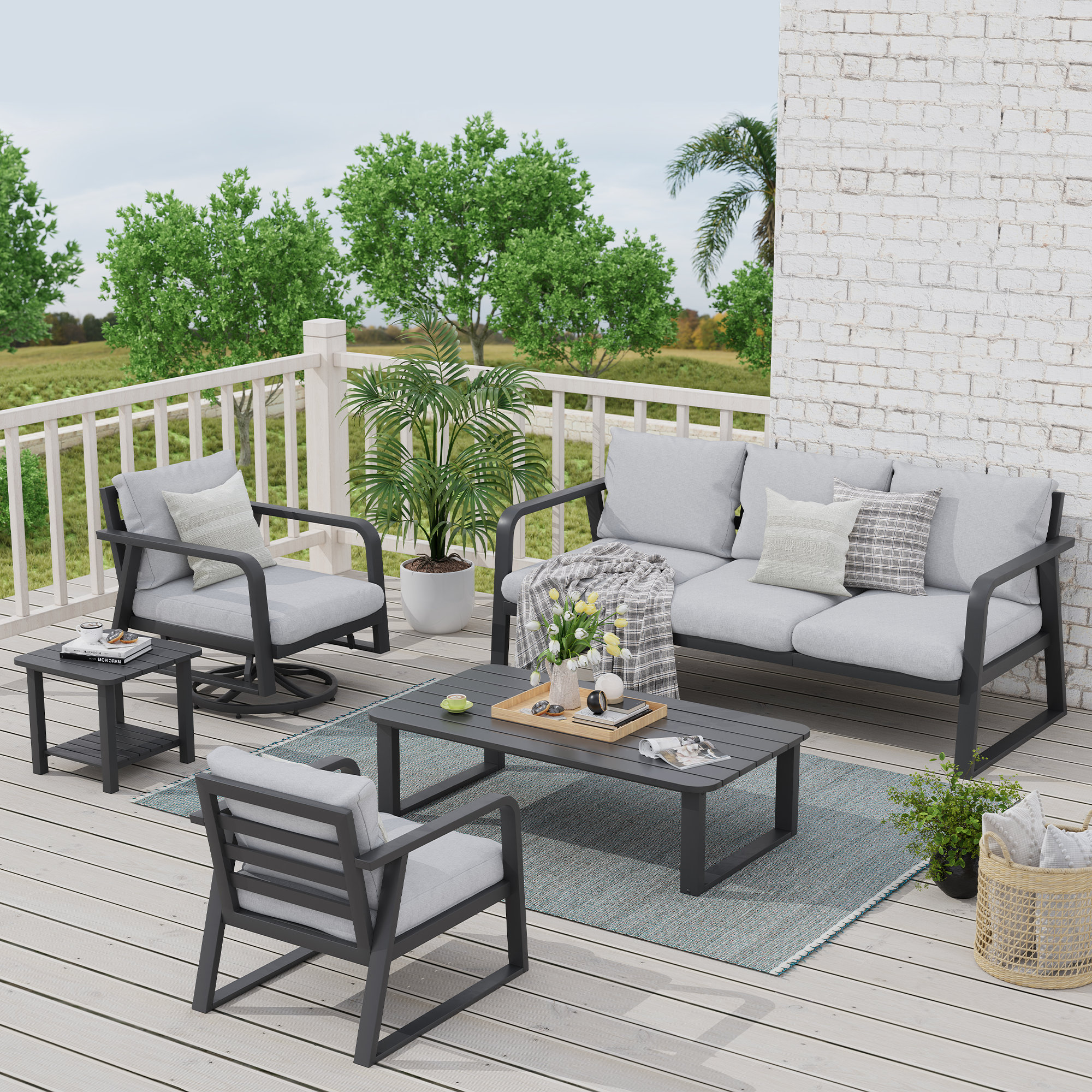 Red Barrel Studio® Keambria 5 - Person Aluminum Silver Gray Outdoor ...