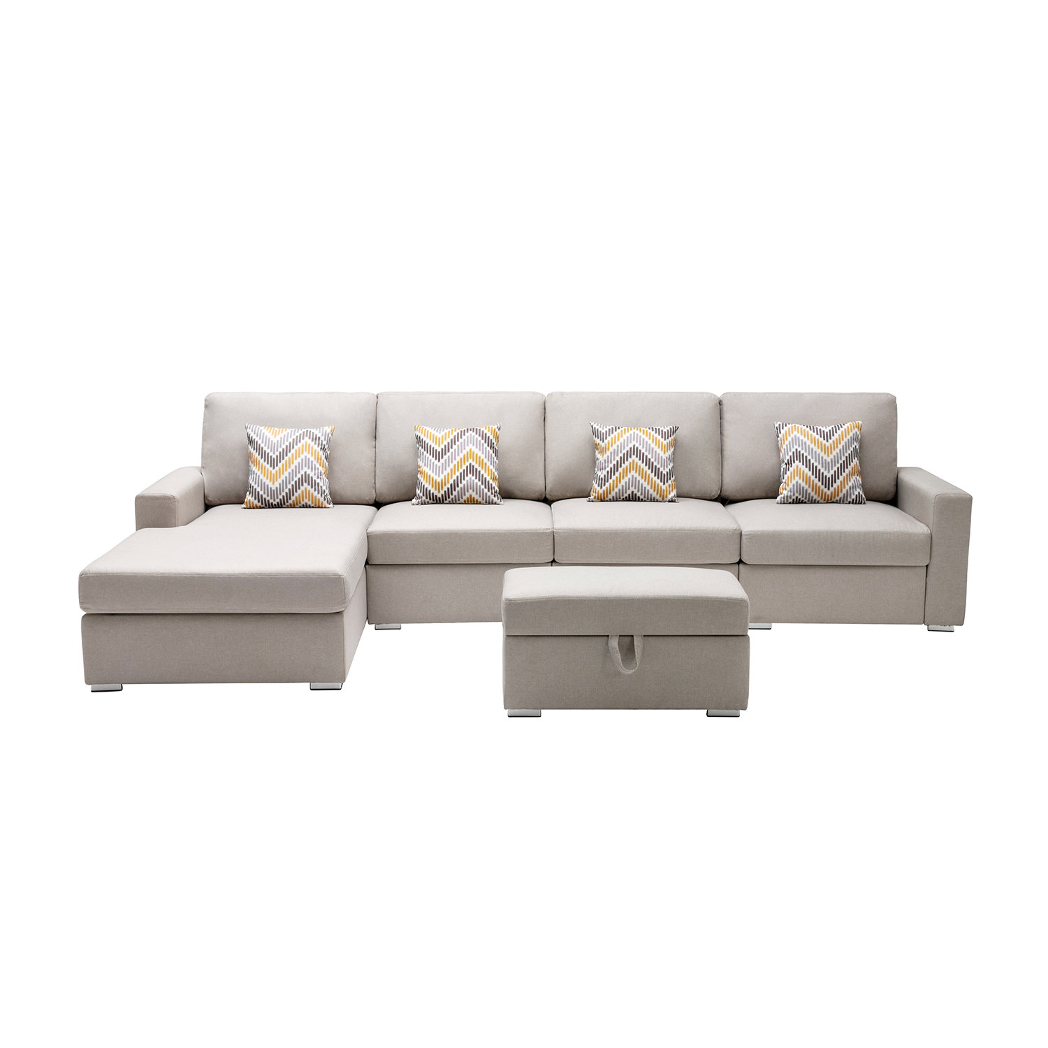 Latitude Run® Linen Fabric 5 Piece Reversible Sofa Chaise With ...