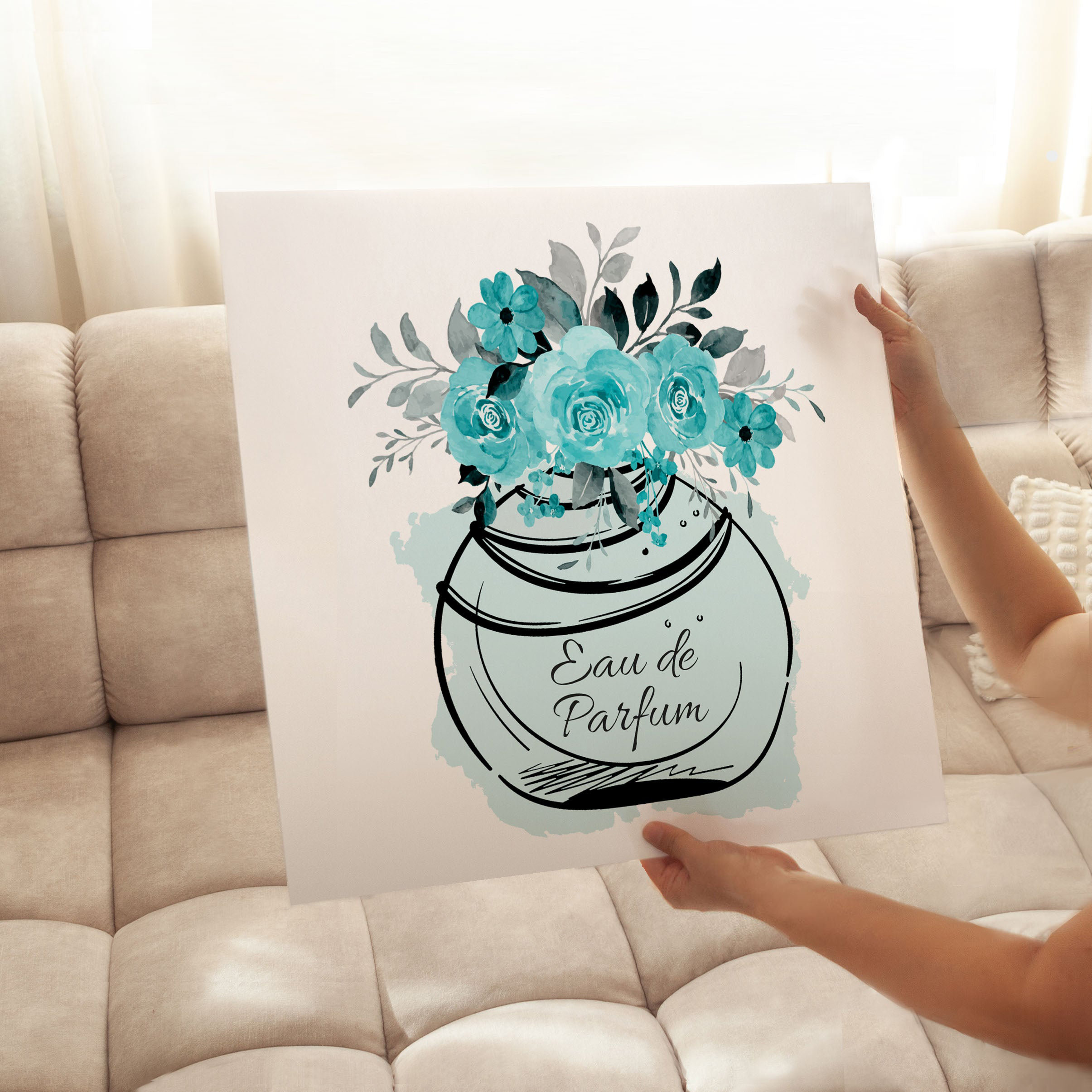 Winston Porter Fashion and Glam Teal Perfume Glam Unframed Art Print ...