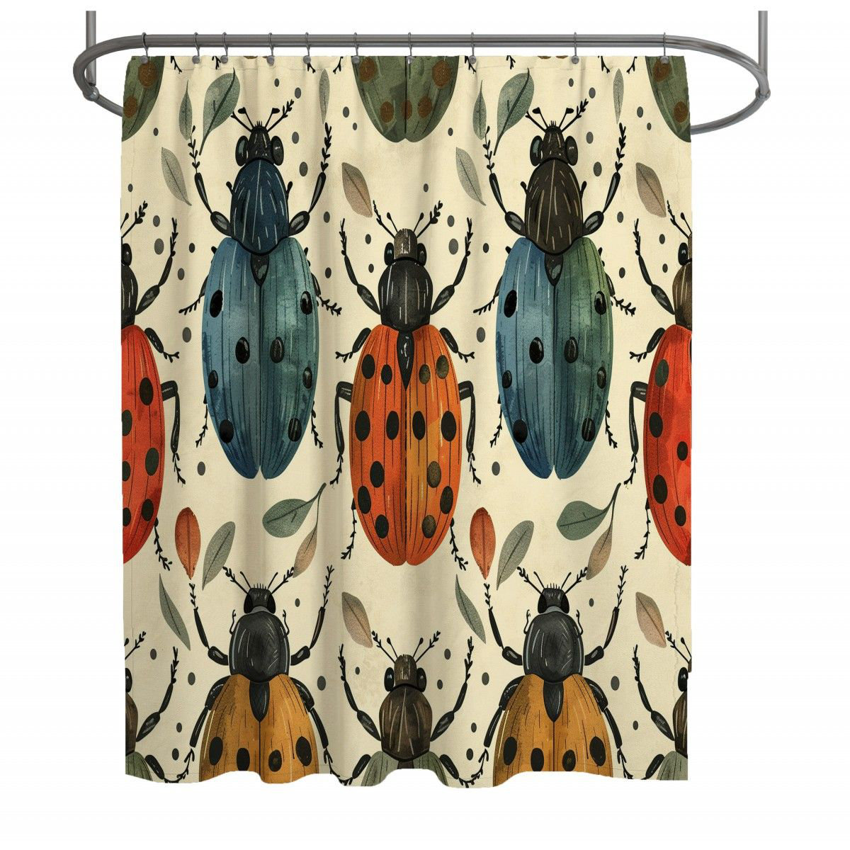 VisionDecor Ladybugs Shower Curtain - Insects Bathroom Decor | Wayfair