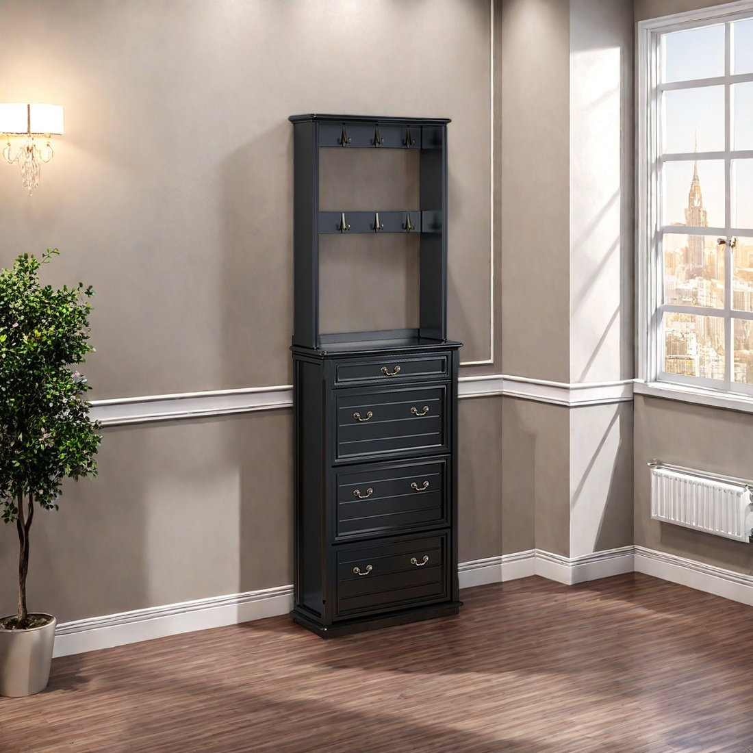 Elegant Home Furnishings.s Solid Wood Hall Tree with Flip Drawer | Wayfair