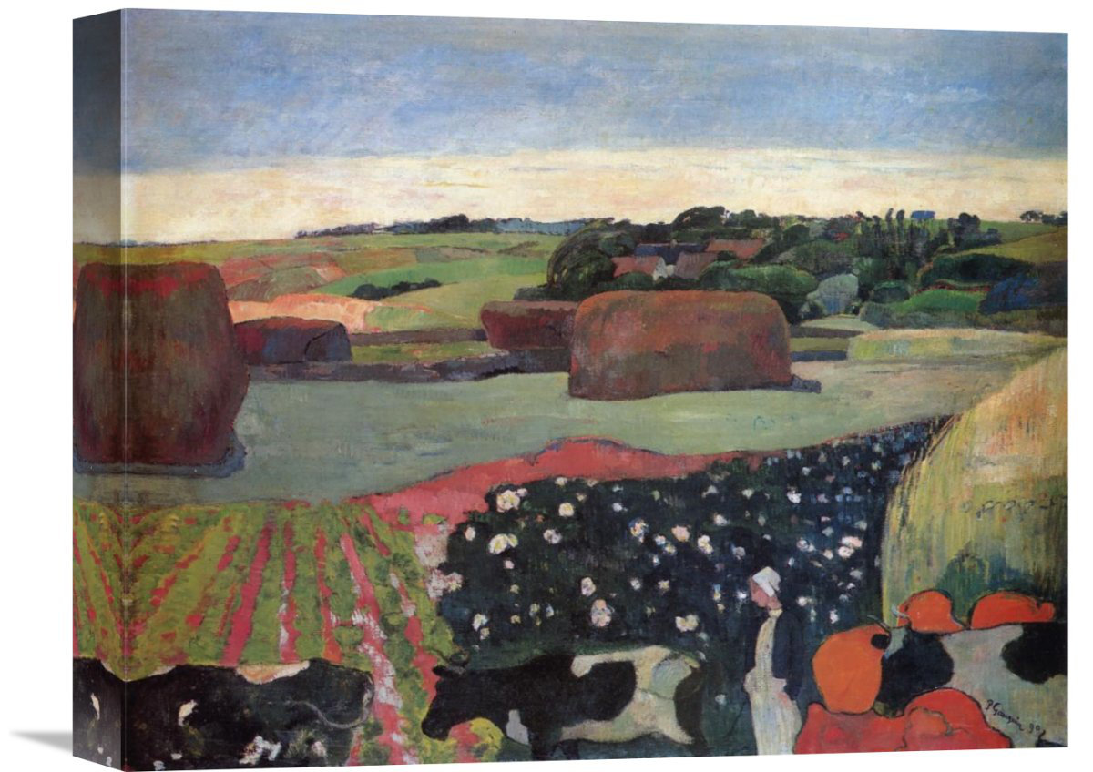 Global Gallery 'Haystacks in Brittany' by Paul Gauguin Painting Print ...