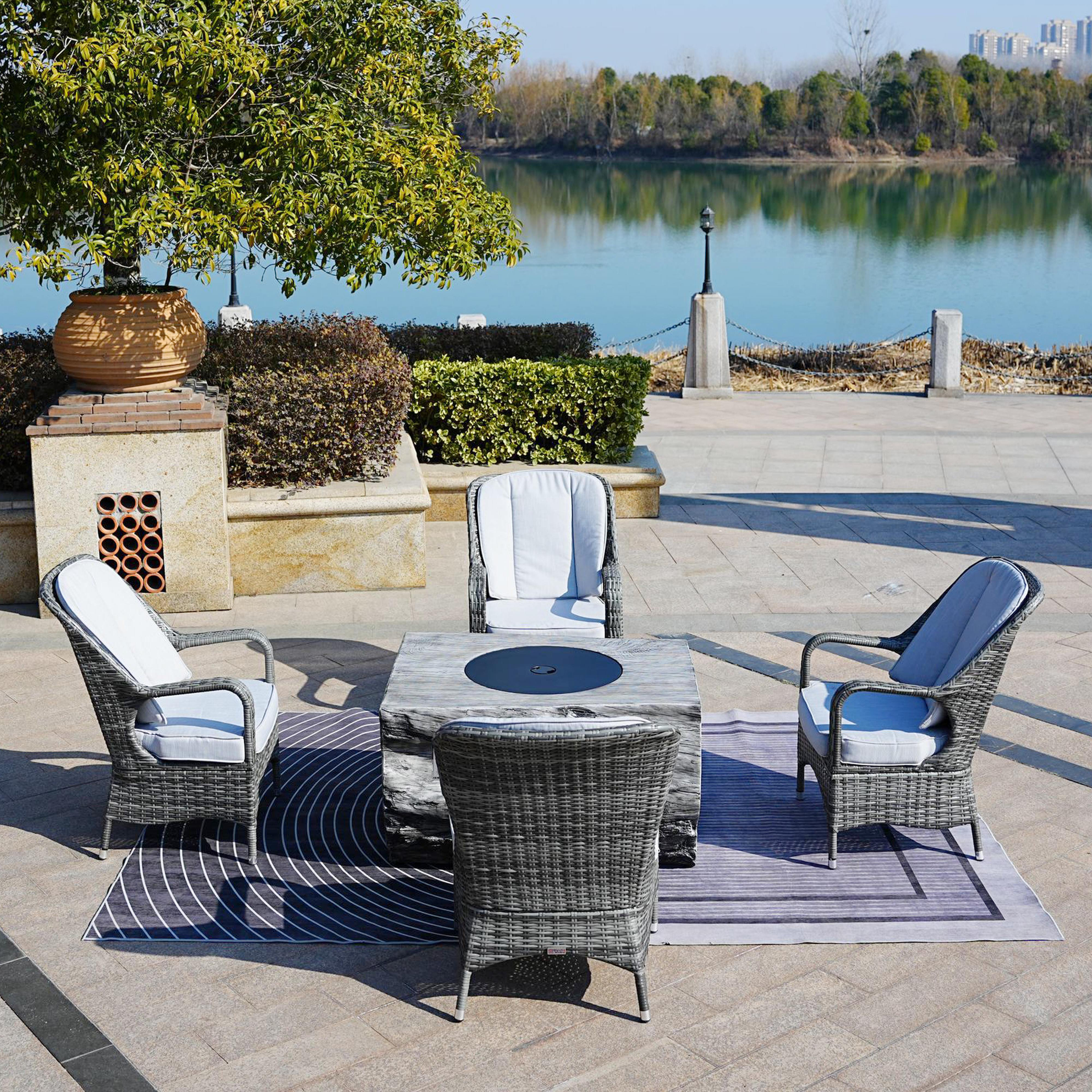 Direct Wicker 5 Piece Complete Patio Set with Cushions & Reviews | Wayfair