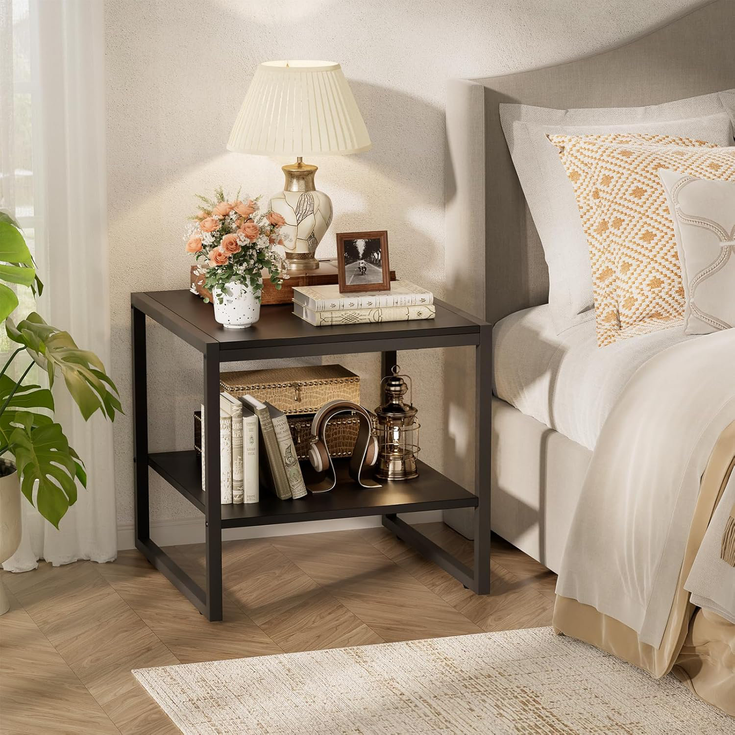 17 Stories End Table, 20 Inch Square End Table, Mini Fridge Stand With ...