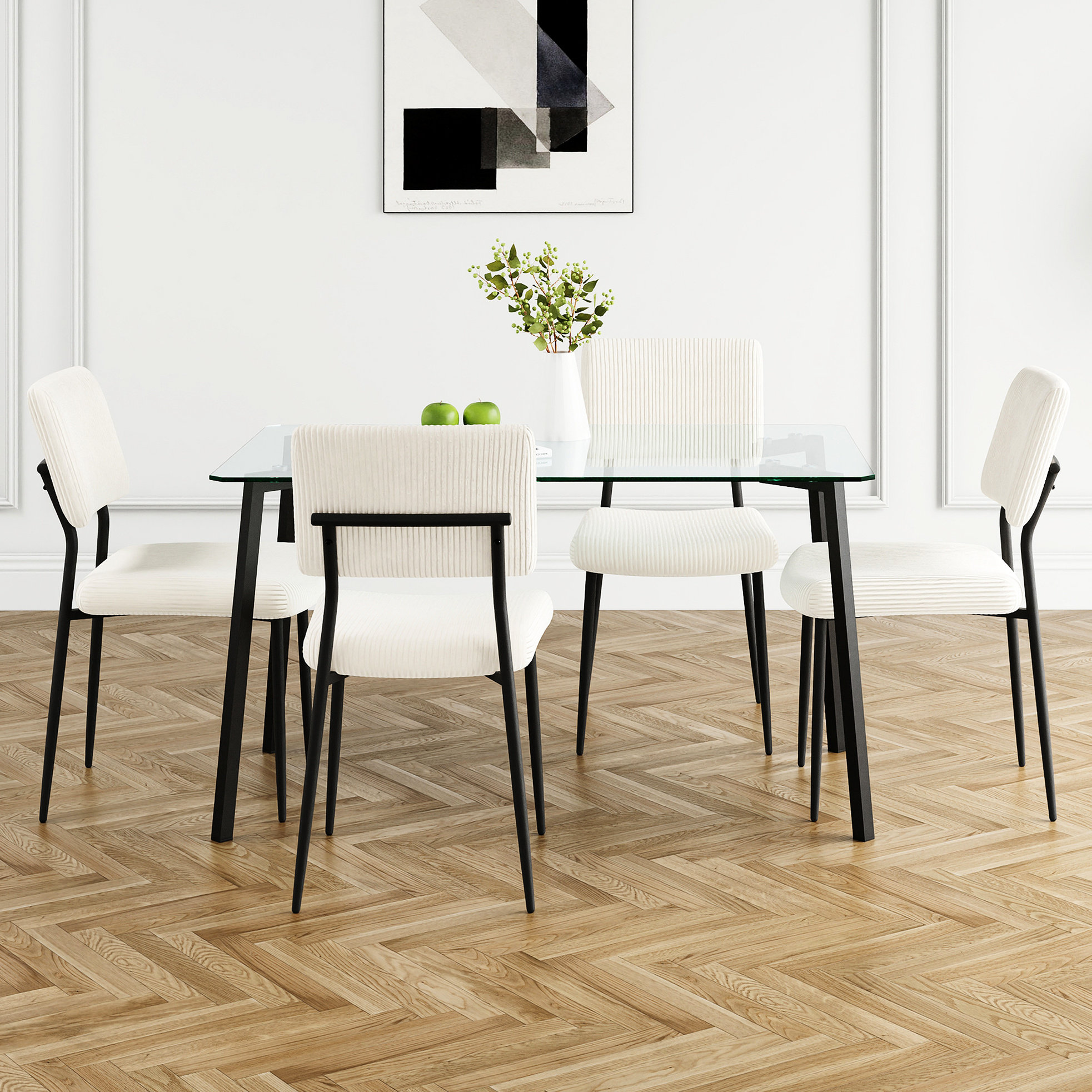 Ivy Bronx Tempered Glass Table And Chair For Dining Room Decor ...