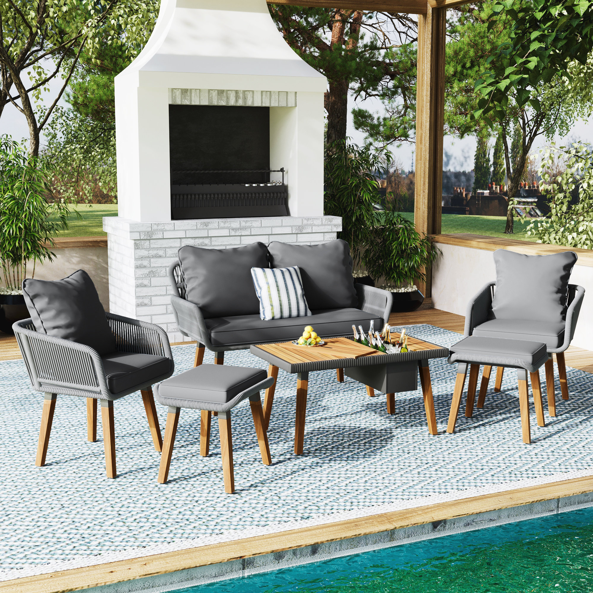 George Oliver 6-Piece Outdoor Rope Patio Furniture Set | Wayfair