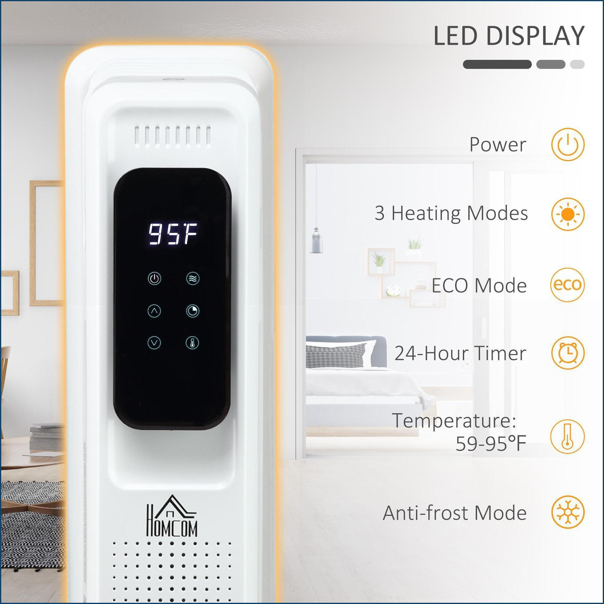 Symple Stuff Indoor Space Heater, 24.75” Freestanding with 3 Modes ...