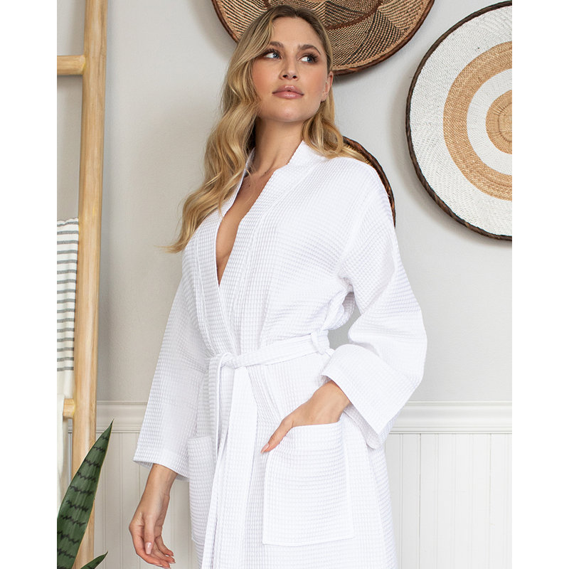 LOTUS LINEN Waffle Kimono Lightweight Robes - Cotton Bath Robe ...