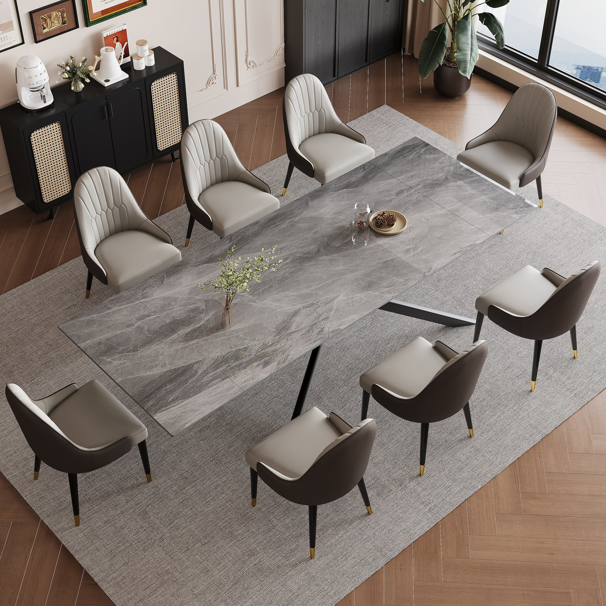 Orren Ellis Vetler 9 - Piece 110.23'' Extendable Rectangular Sintered ...