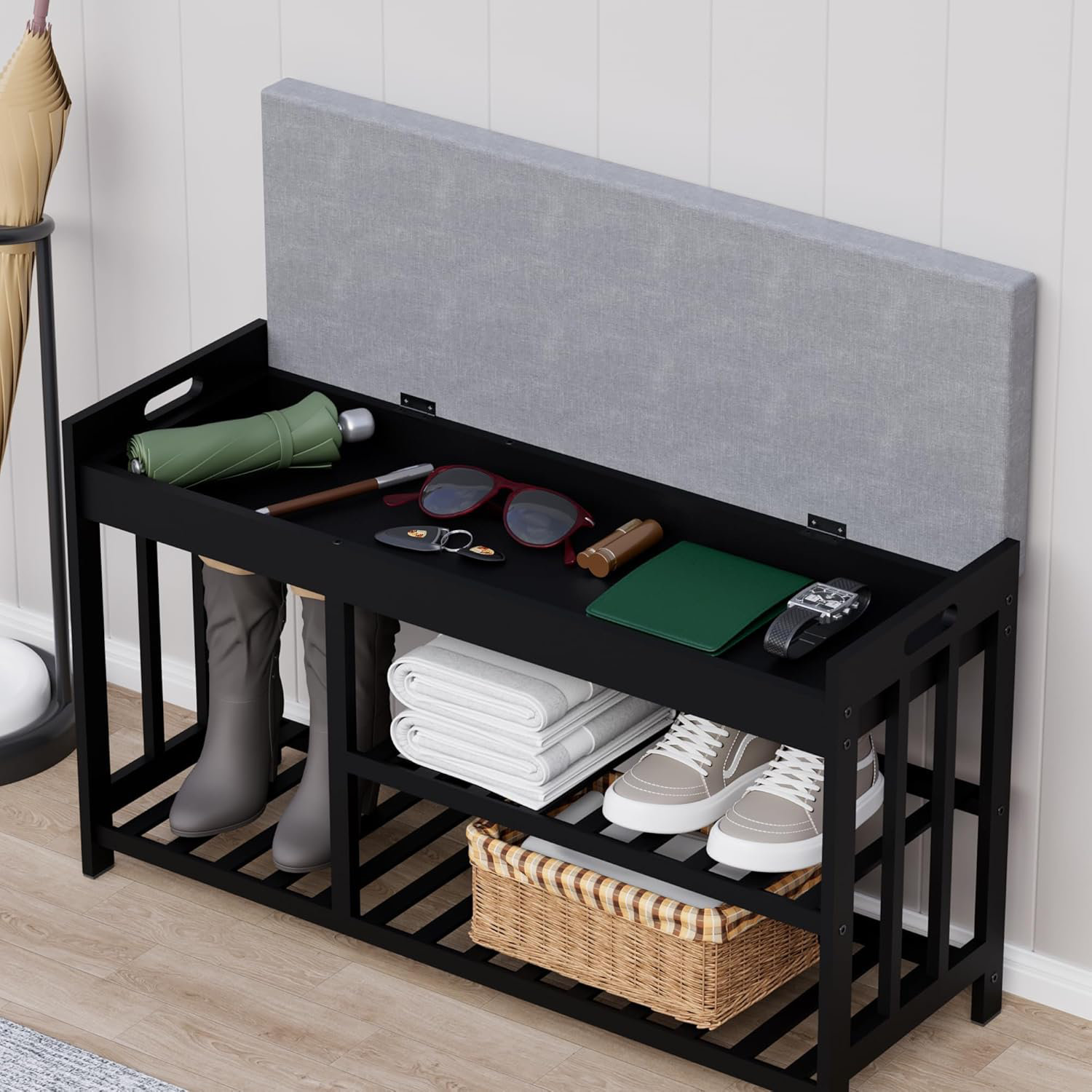 Wildon Home® 3-Tier Shoe Rack Bench, Shoe Storage Organizer Bench ...