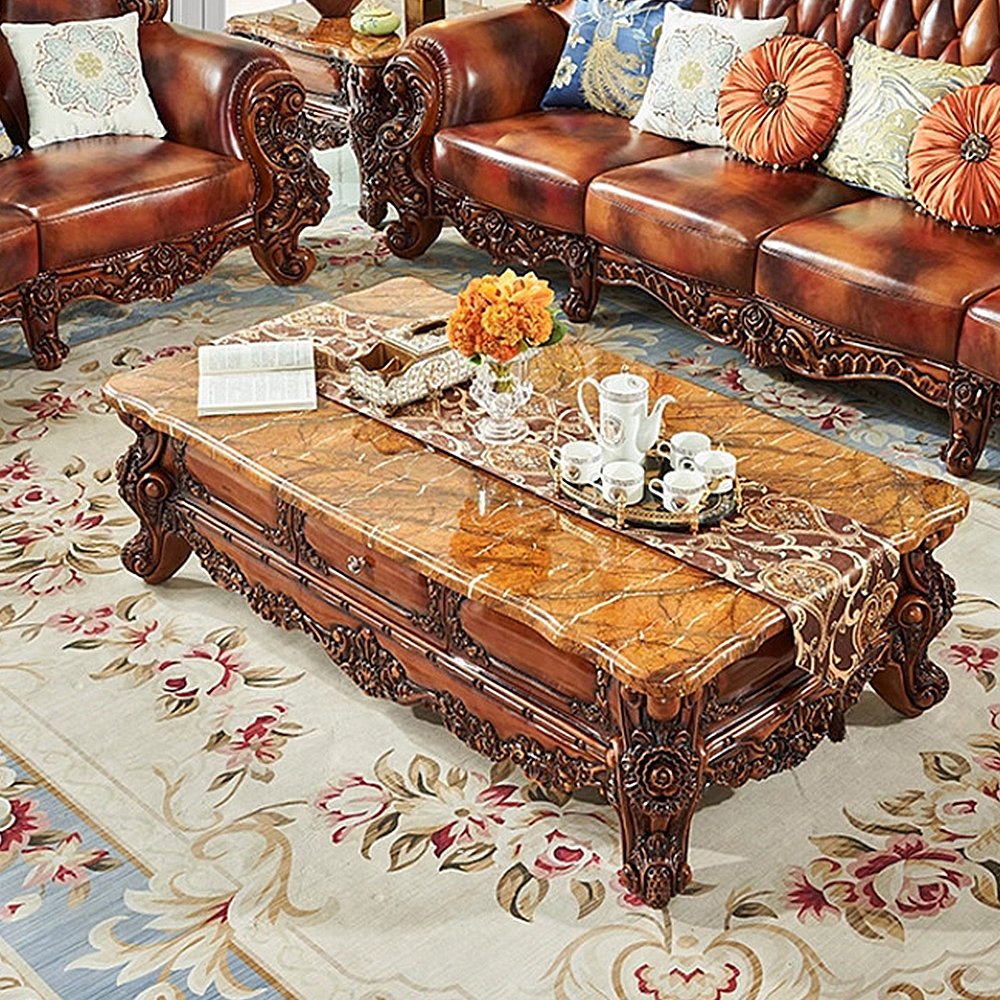 Bkoksety European vintage carved marble coffee table | Wayfair