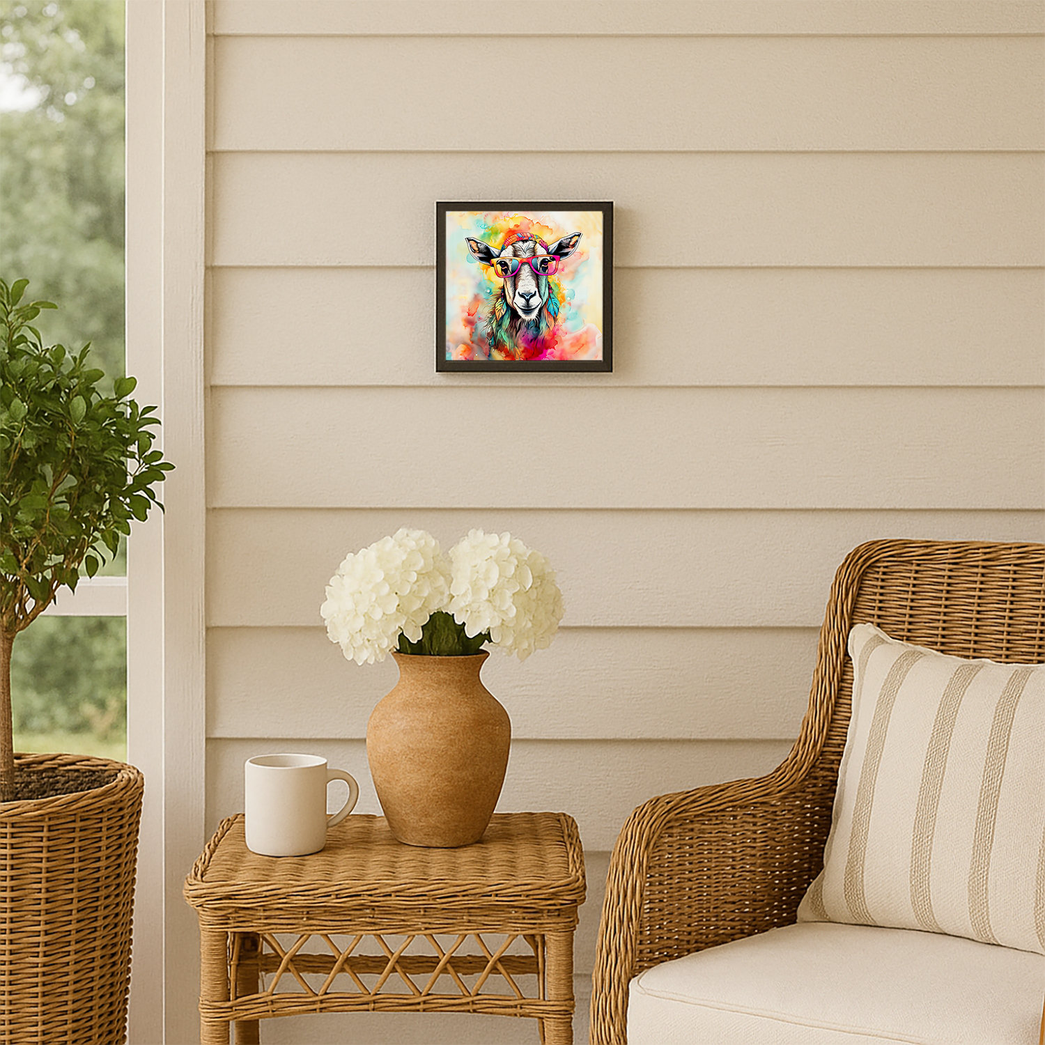 Caroline's Treasures Hippie Animal Goat Framed Metal Print | Wayfair