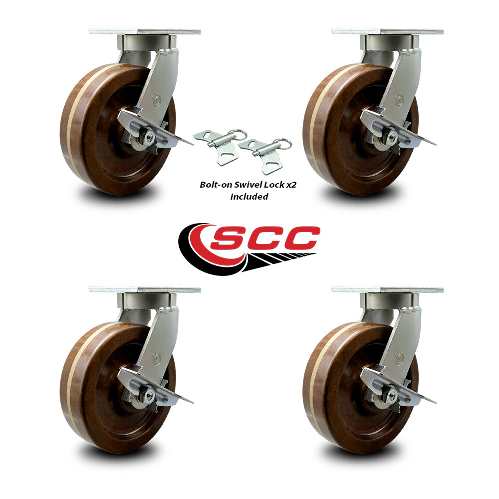 Service Caster 4 Piece Heavy Duty High Temp Phenolic Caster Set | Wayfair