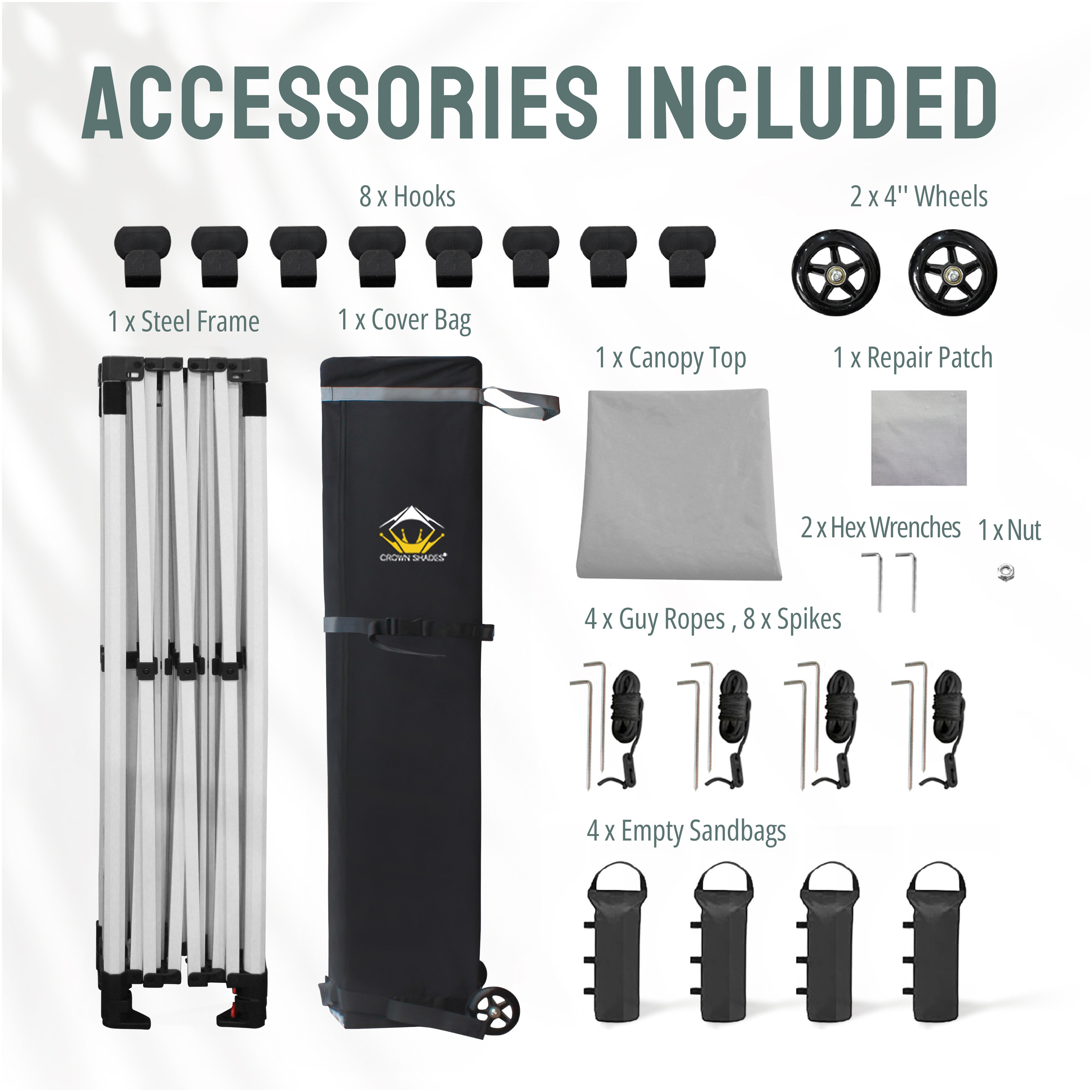 CROWN SHADES Pop Up Canopy Tent, Thicken Frame Commercial Heavy Duty ...