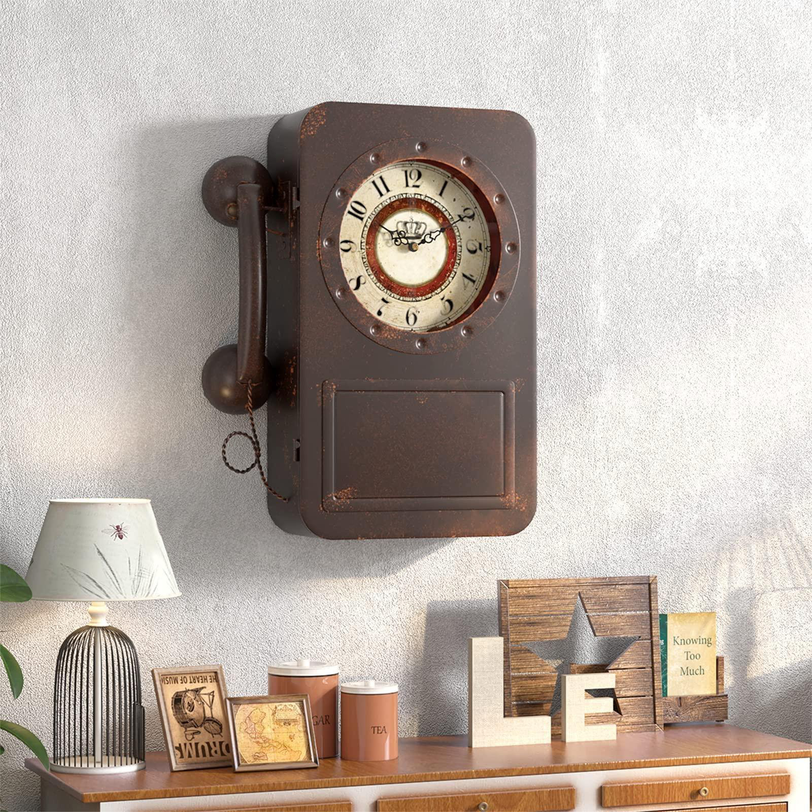 World Menagerie Retro Old Telephone Wall Clock With Hidden Safe ...