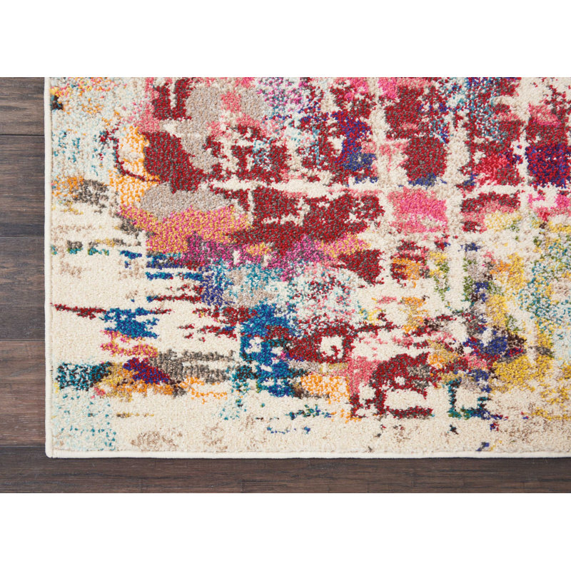 Ivy Bronx Allegro Performance Ivory/Pink Rug & Reviews | Wayfair